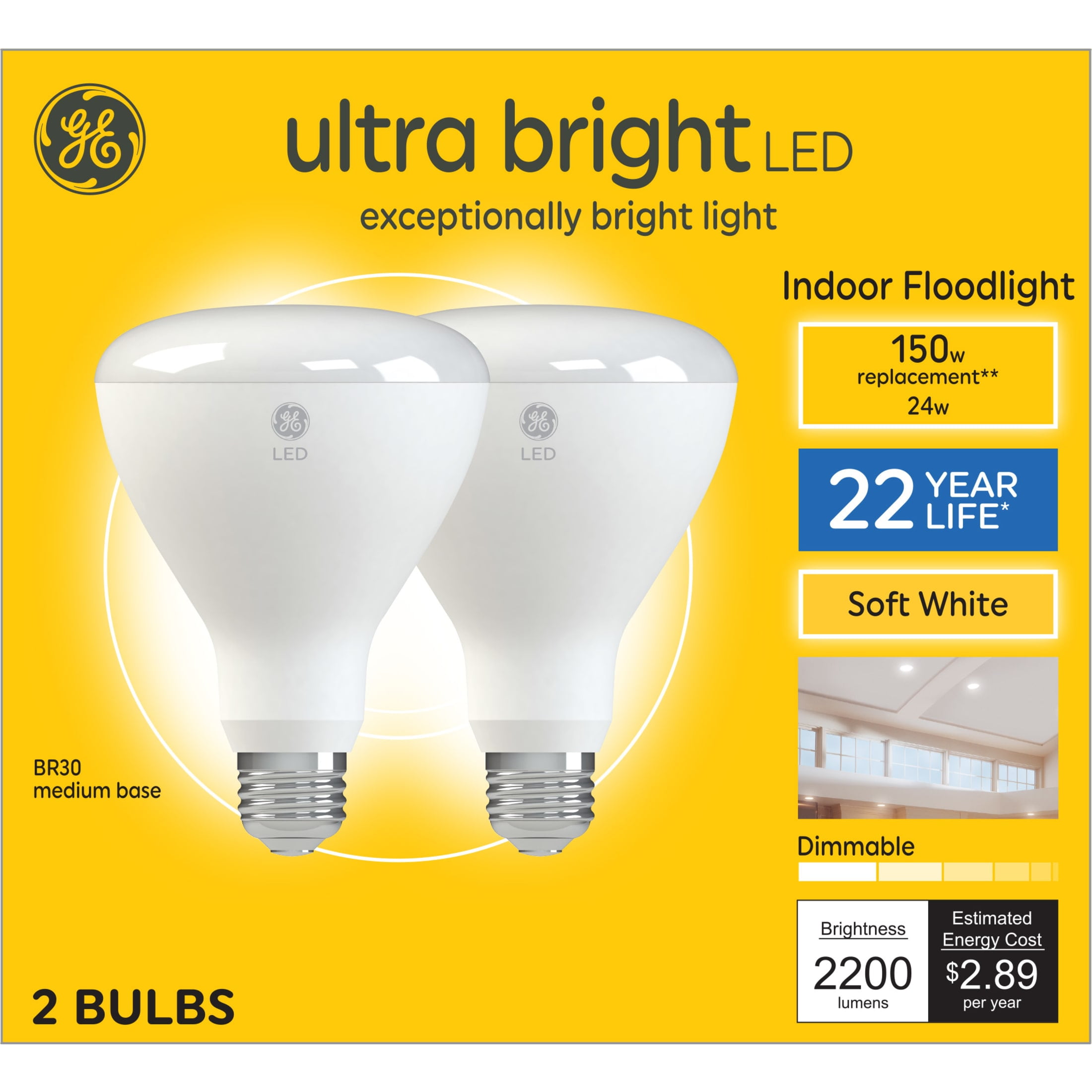 GE Ultra Bright LED 150 Watt Replacement, Soft White, BR30 Indoor ...