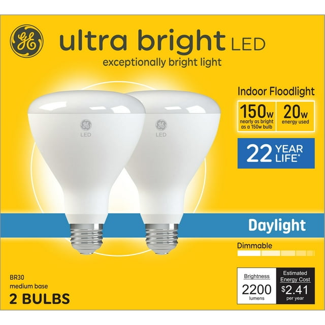 GE Ultra Bright 150 Watt LED Light Bulbs, Dimmable, Daylight, Indoor ...