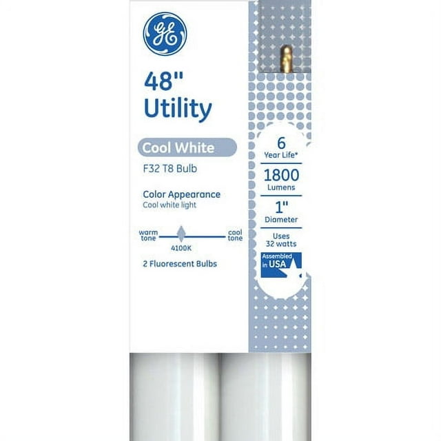GE Utility Fluorescent Light Bulbs, Cool White, 48 Inches, 1 inch ...