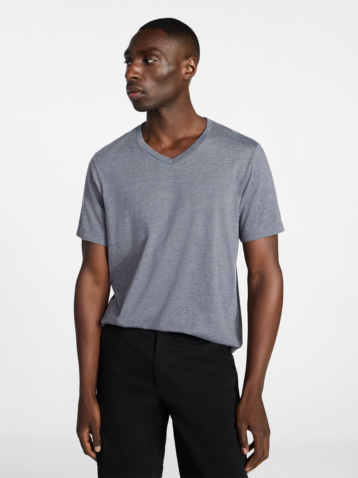 George Men's & Big Men's Relaxed Fit Short Sleeve V-Neck Tee, Sizes S ...