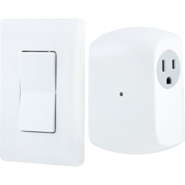 GE Wireless Light Control with Wall Switch, 1-Grounded Outlet, 18279 ...