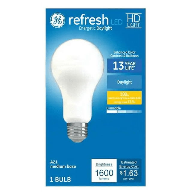 GE refresh LED A21 1600 lumens, 100 watt equivalent using only 13.5 ...