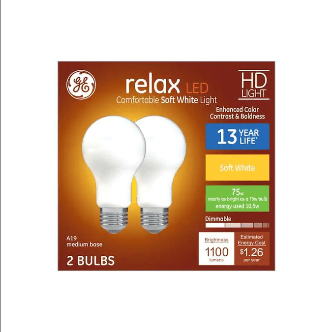 GE Lighting Relax LED Light Bulbs, 75W Equivalent, A19, Soft White ...