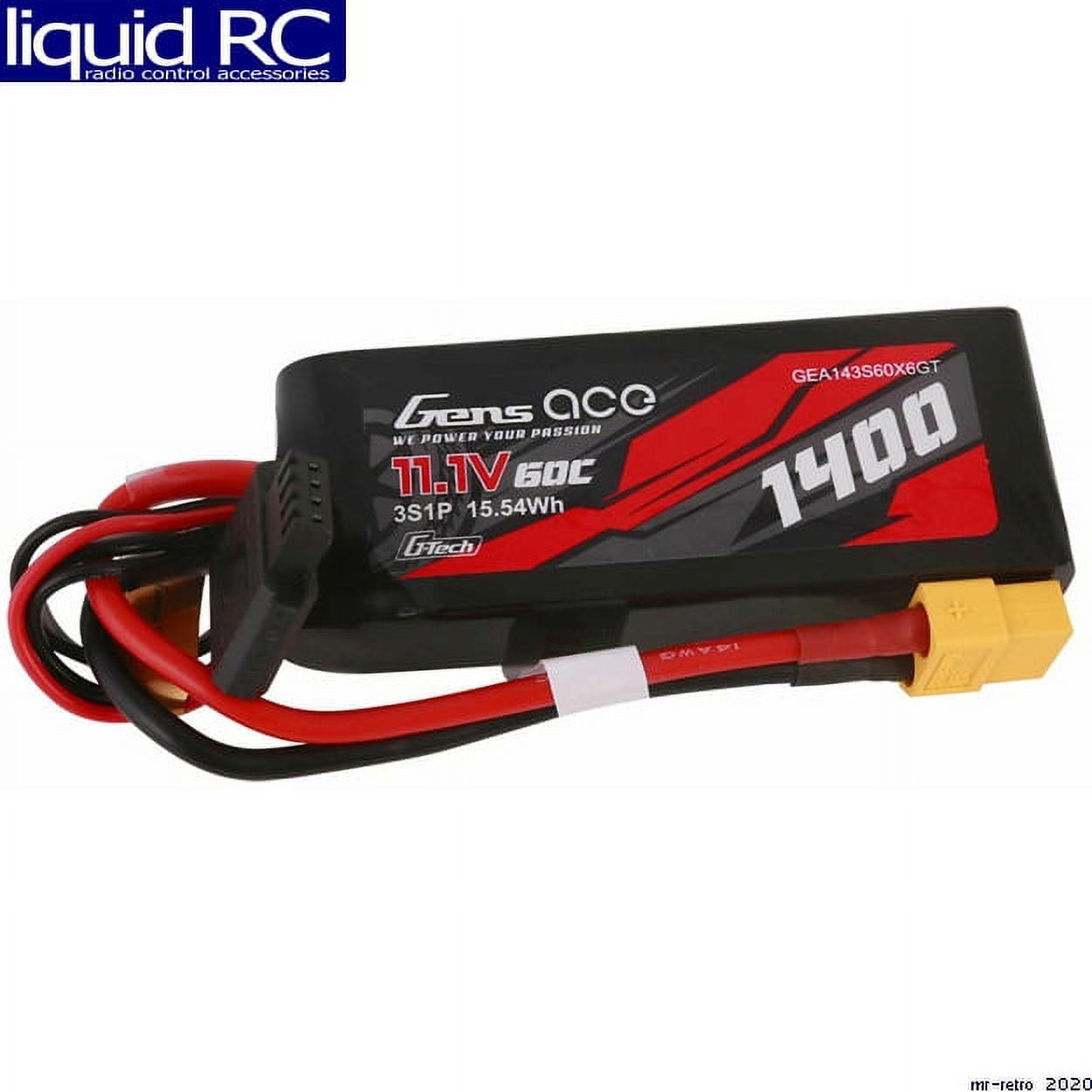 Gens Ace 1400mAh 11.1V 60C 3S1P G-Tech Lipo Battery Pack With XT60 Plug ...