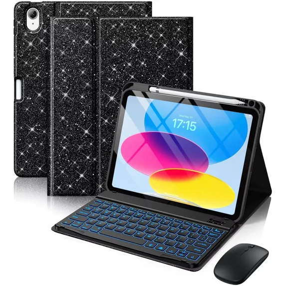 GEAK for iPad A16 Case with Keyboard Mouse Backlit, Wireless Detachable ...