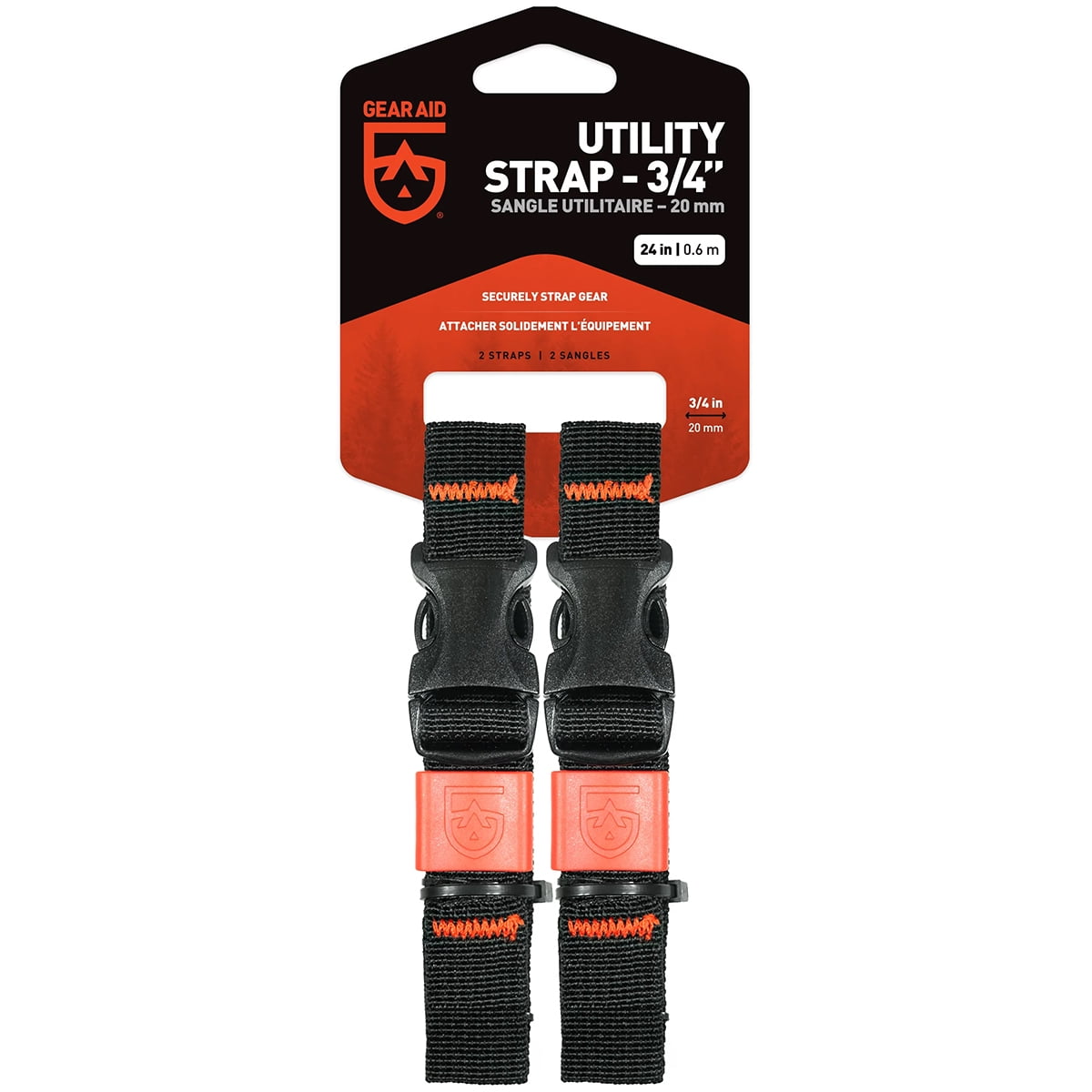 Gear Aid 3/4" Wide Gear Organizing Utility Strap 2-Pack - 24" - Black ...