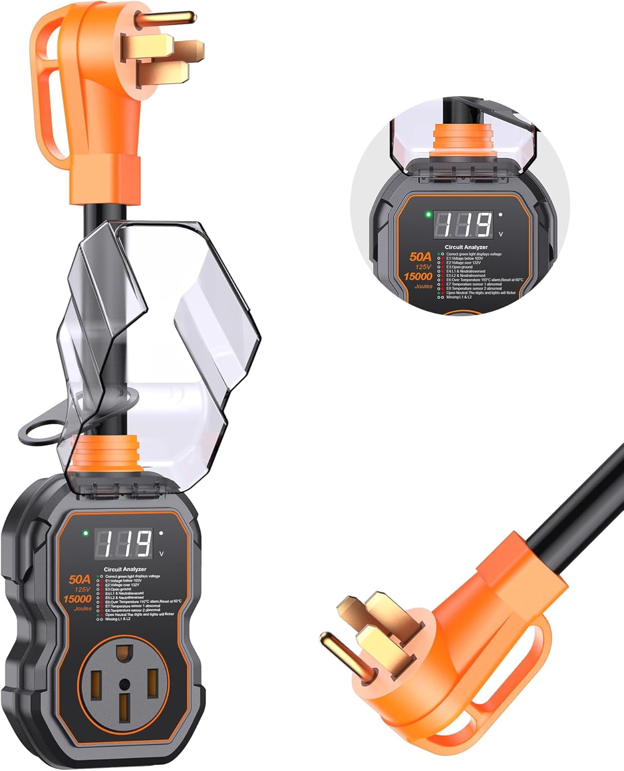 GEARGO RV Surge Protectors 50 Amp with Smart LED Display, 15000 Joules ...