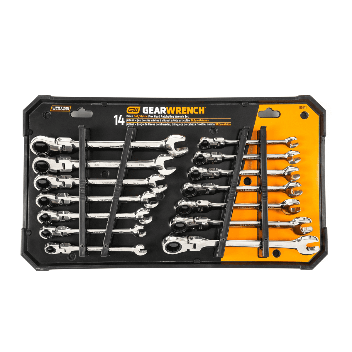 GEARWRENCH 14 Pc 12 Pt. Flex Head, 1/2 Inch Wide, Ratcheting Wrench Set ...