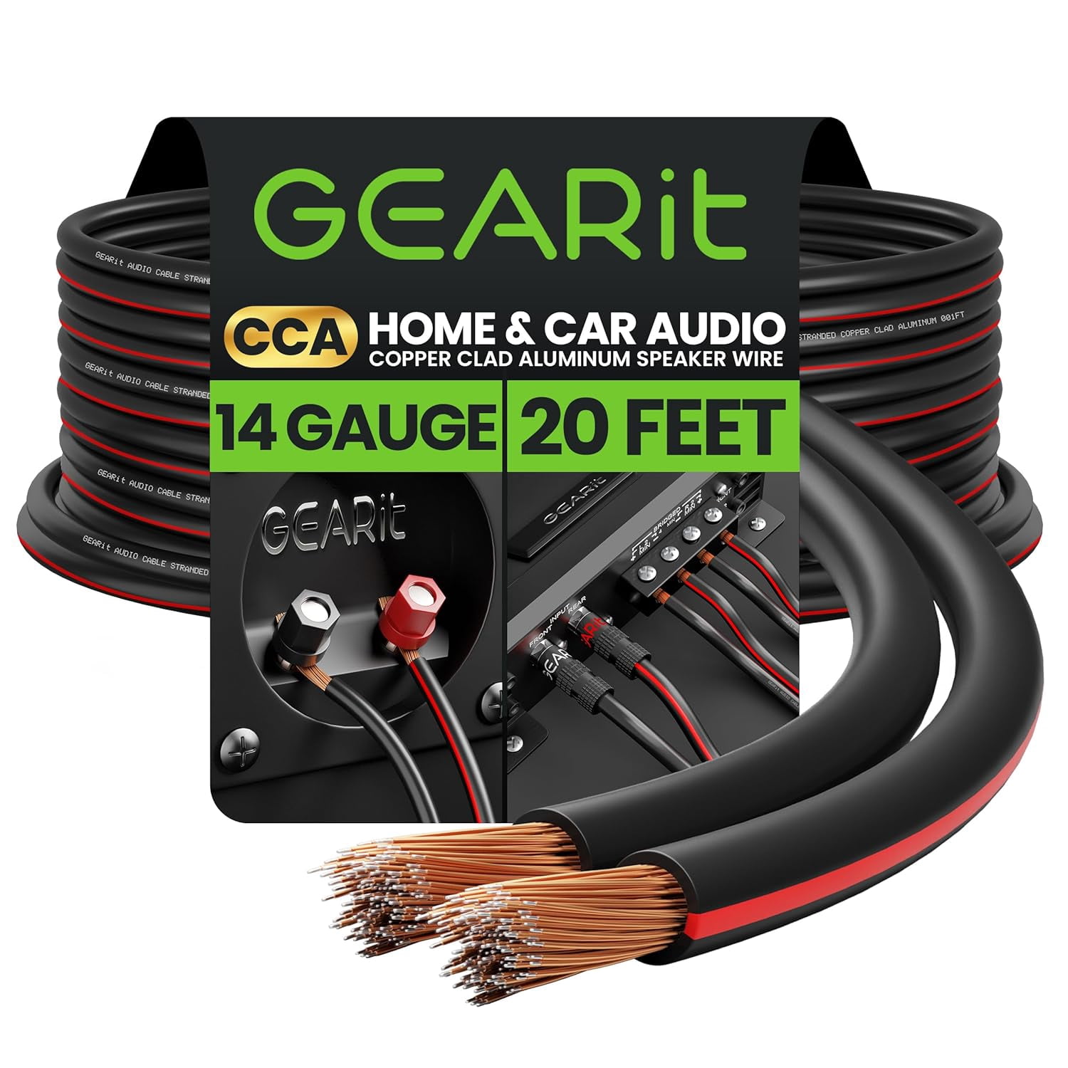 GEARit 20ft Speaker Wire 14 Gauge CCA Audio Cable for Hi-Fi Home ...