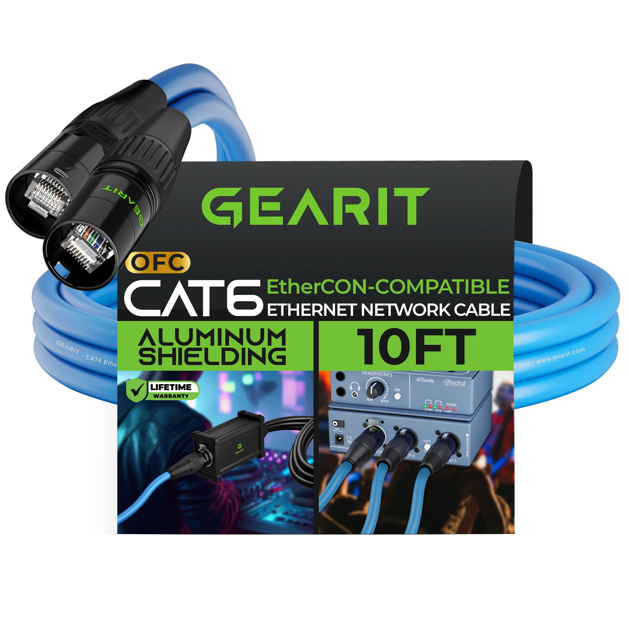GEARit CAT6 Ethernet Cable, EtherCON-Compatible (10 Feet) RJ45 ...