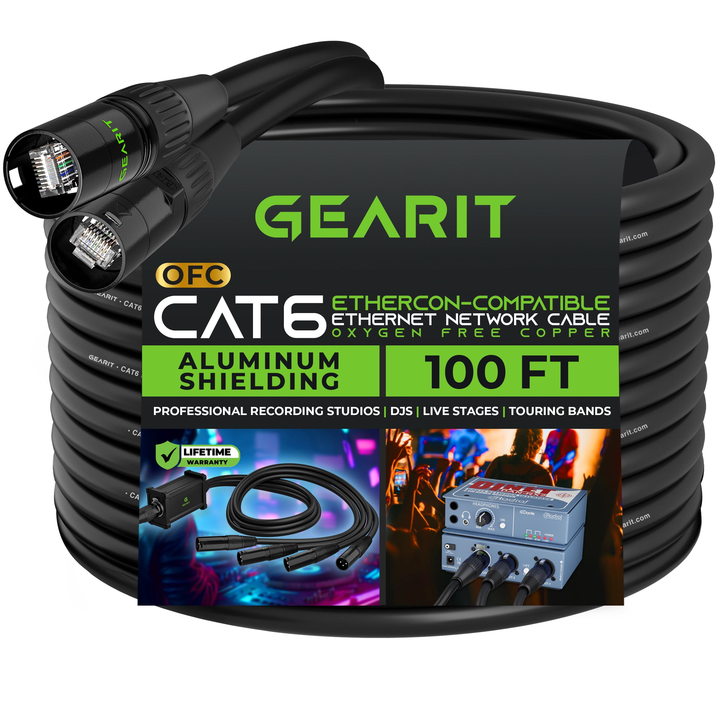 GEARit CAT6 Ethernet Cable, EtherCON-Compatible (100 Feet) RJ45 ...