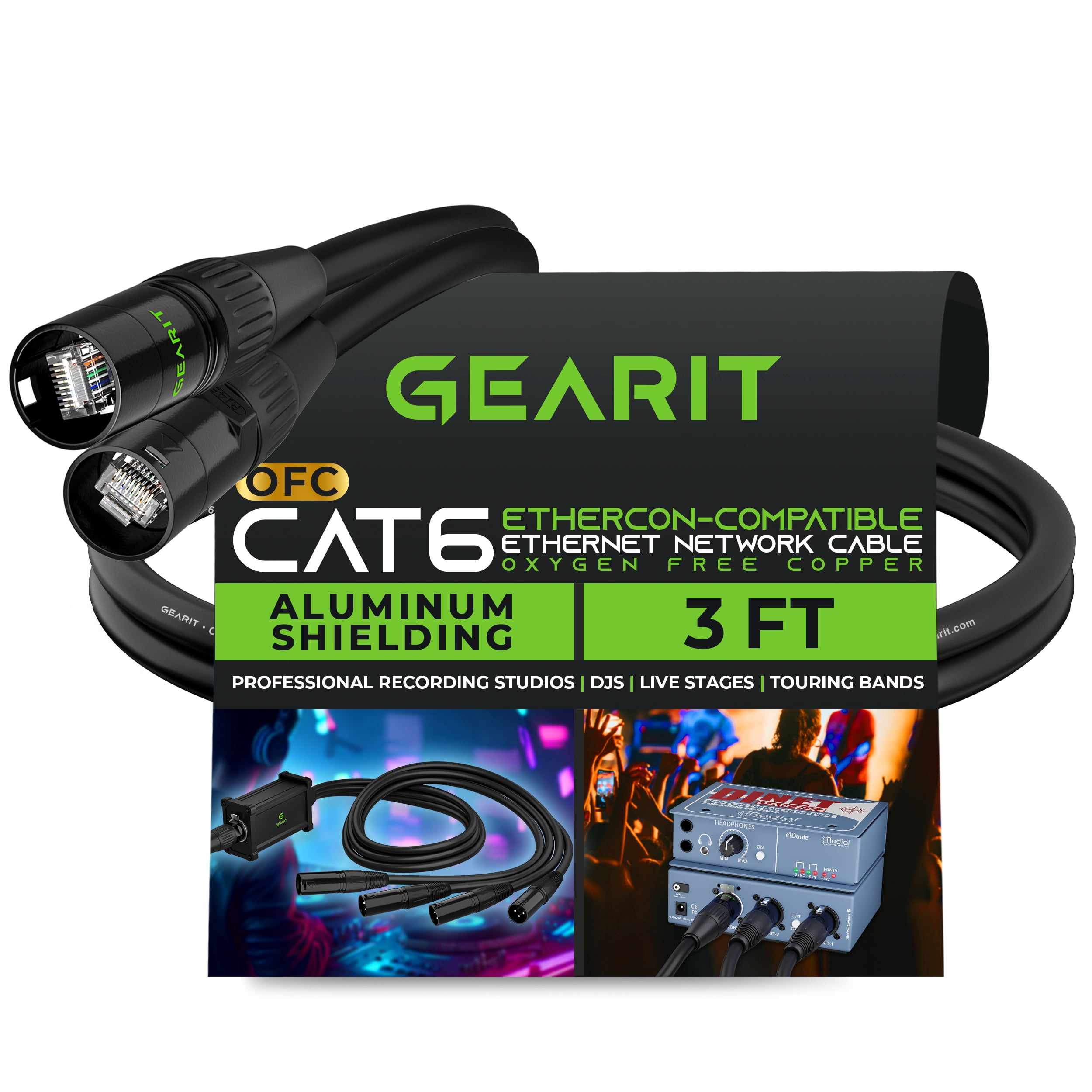 GEARit CAT6 Ethernet Cable, EtherCON-Compatible (3 Feet) RJ45 ...