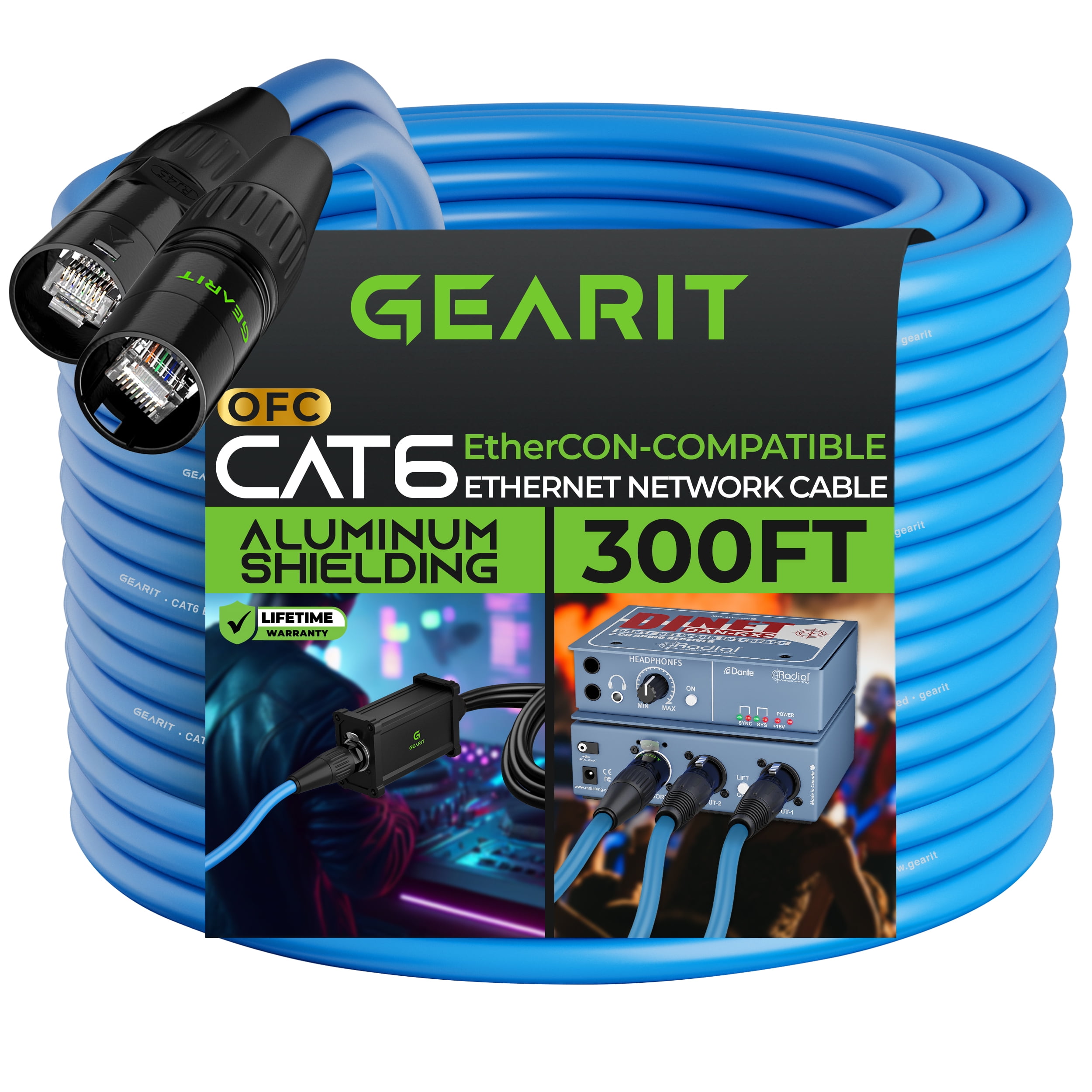 GEARit CAT6 Ethernet Cable, EtherCON-Compatible (300 Feet) RJ45 ...