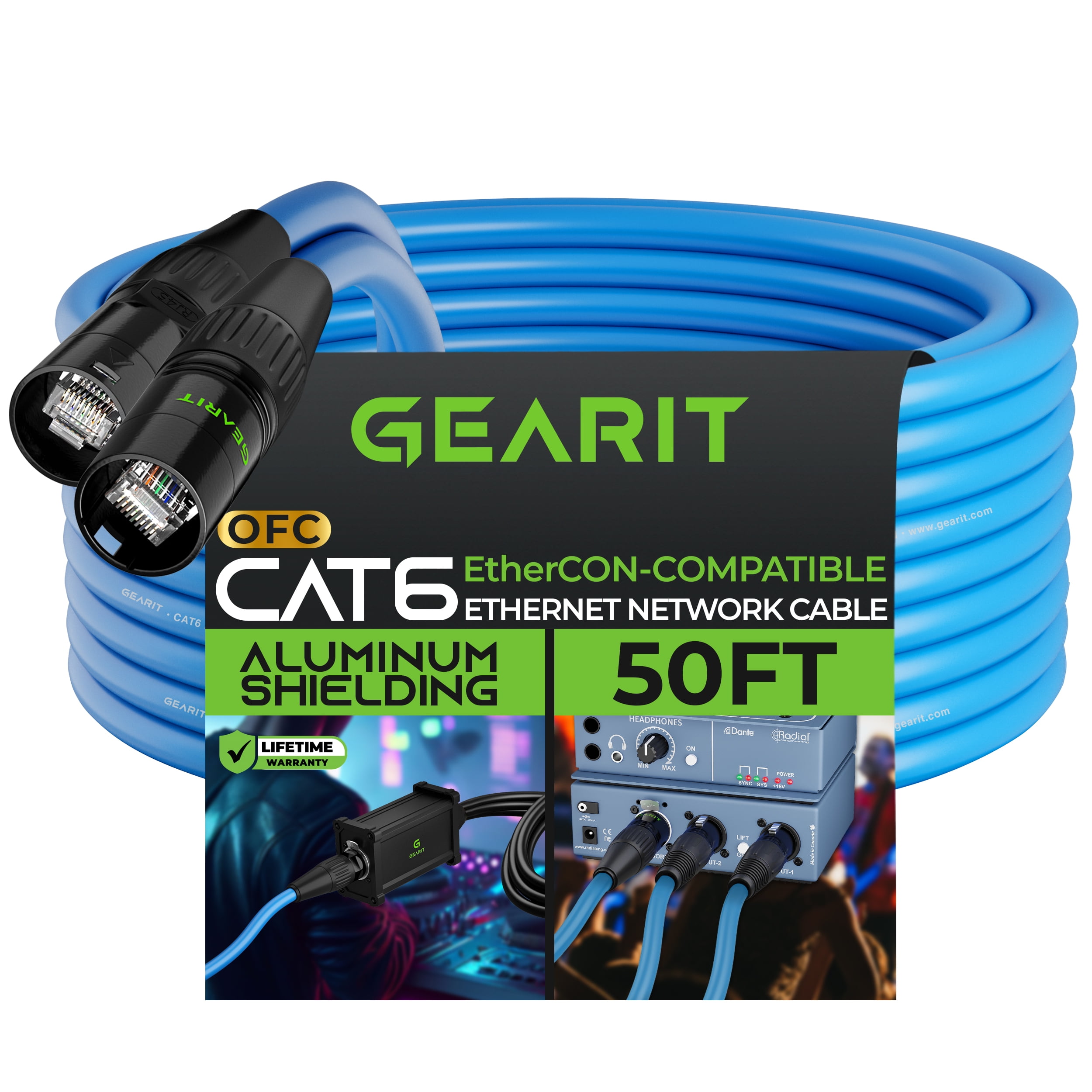 GEARit CAT6 Ethernet Cable, EtherCON-Compatible (50 Feet) RJ45 ...