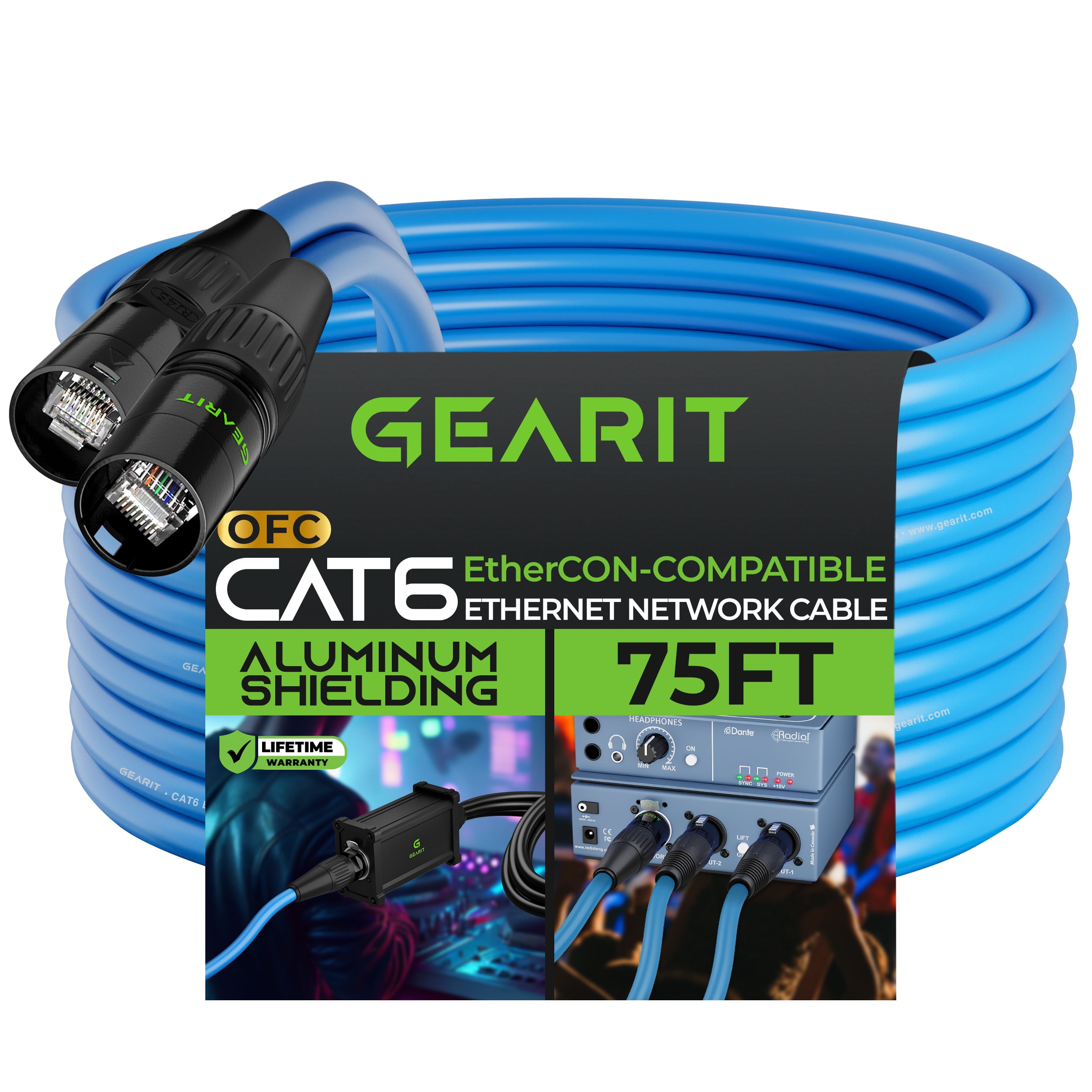 GEARit CAT6 Ethernet Cable, EtherCON-Compatible (75 Feet) RJ45 ...