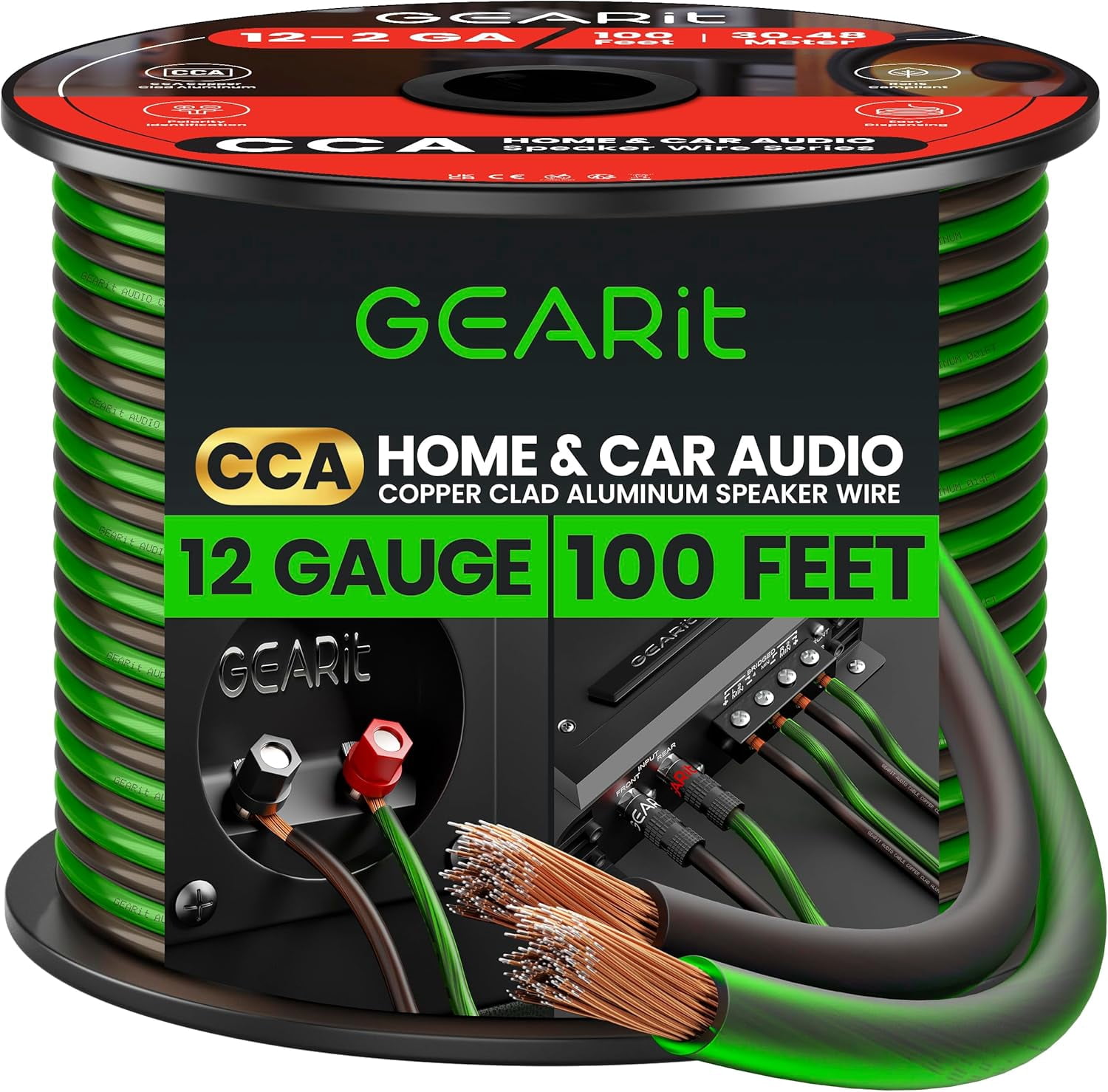GEARit Pro Series Audio Cable 12 Gauge Speaker Wire CCA Home Theater ...