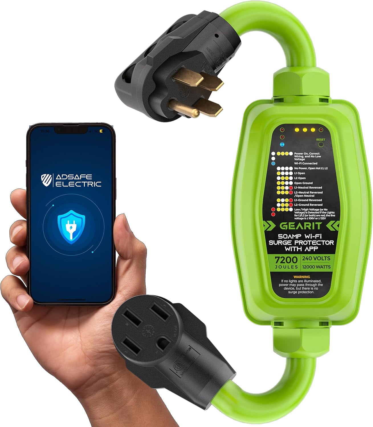 GEARit 50Amp RV Surge Protector (Wifi with in-APP) Real Time Monitor ...