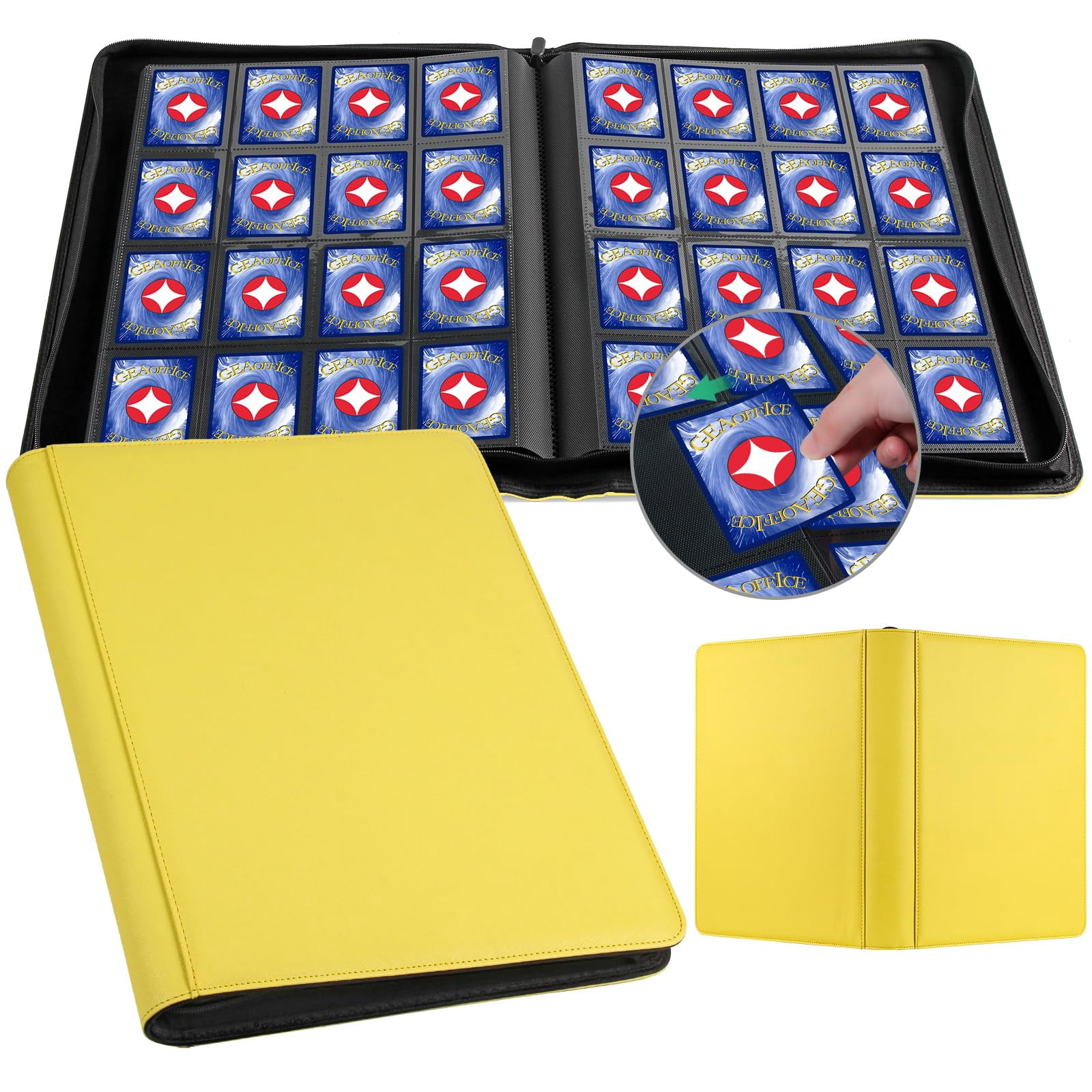 GEAoffice 16 Pocket Trading Card Binder for 1000+ Cards, Ringless Side ...