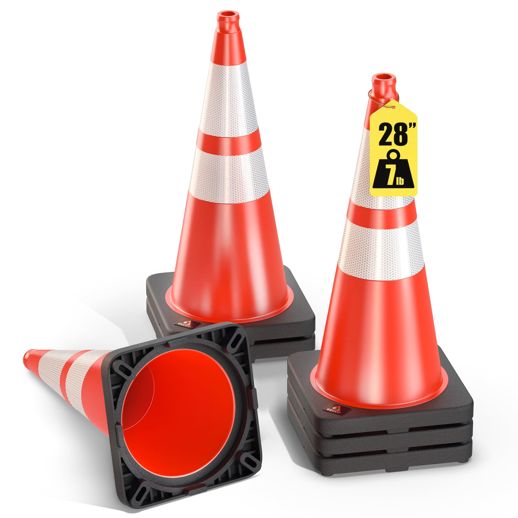 GECCO ™ (6 Pack) 28 Inch 7 Lb Heavy Duty Orange Traffic Cones Set ...