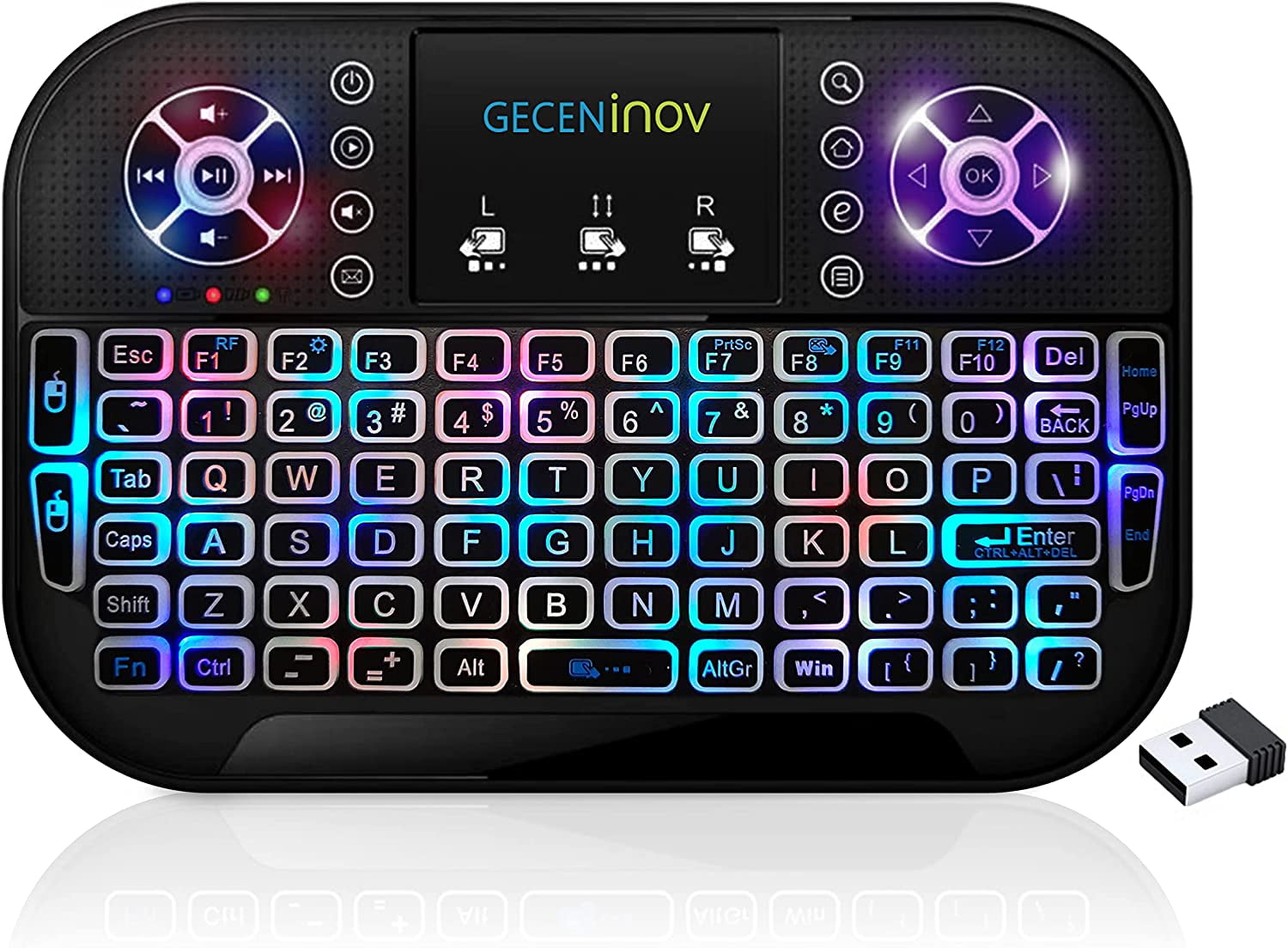 Geceninov Mini Touchpad Keyboard Portable 7 Colors Rgb Backlit 2