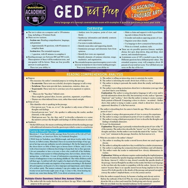 GED Test Prep - Reasoning Through Language Arts : a QuickStudy ...