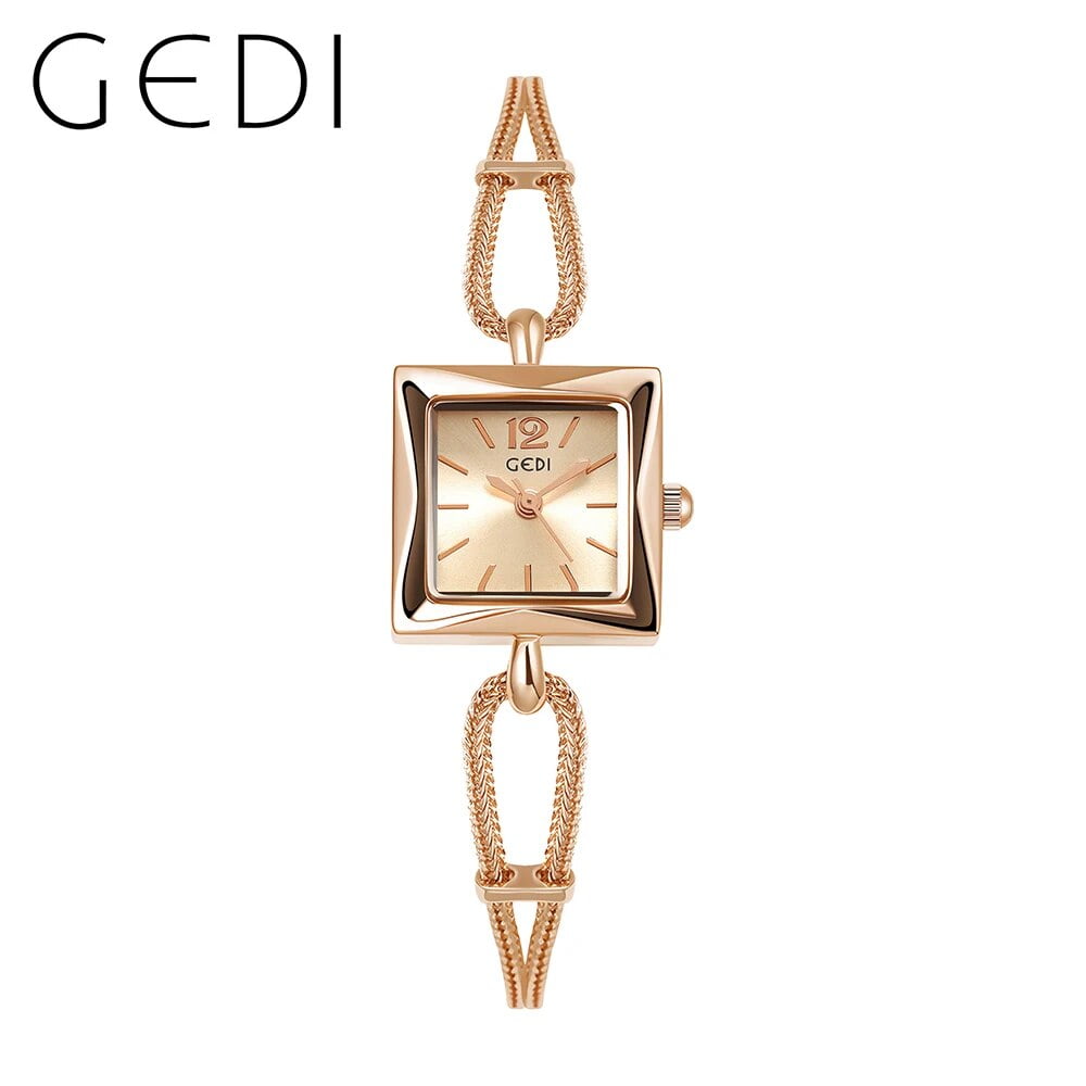 GEDI Luxury Rose Gold Stainless Steel Women's Quartz Bracelet Watches ...