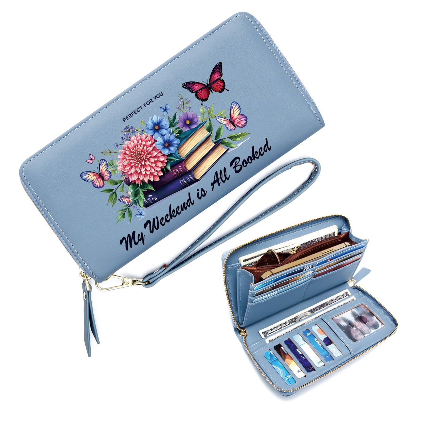 GEEAD Lightweight Women's Clutch Wallet Removable Wrist Strap Wallet ...