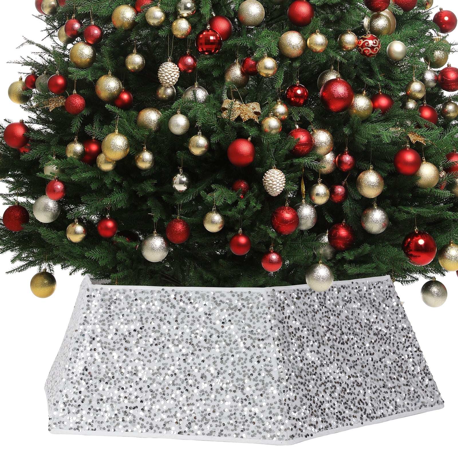 GEEDIAR Christmas Tree Collar 32 Inch Sequin Christmas Tree Skirt ...