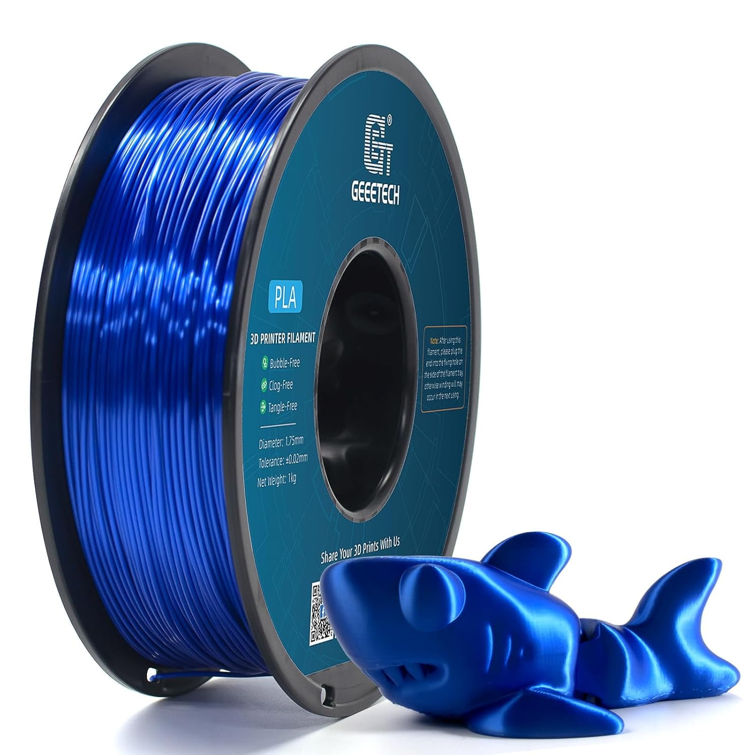 Geeetech 3D Printer PLA Filament， Shiny Silk Royal Blue Toughness ...