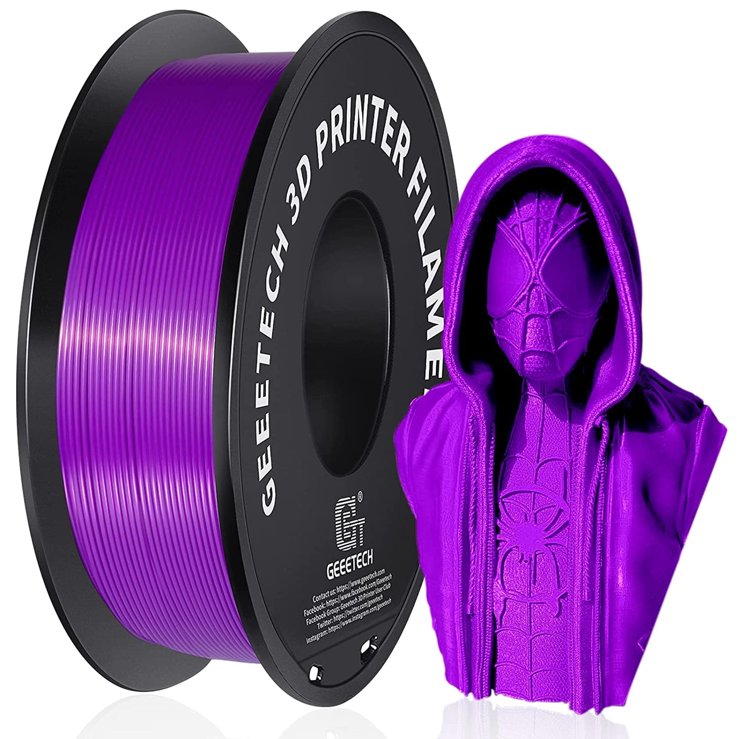 GEEETECH 3D Printer Purple PLA Filament 1.75mm,1kg Spool (2.2lbs ...