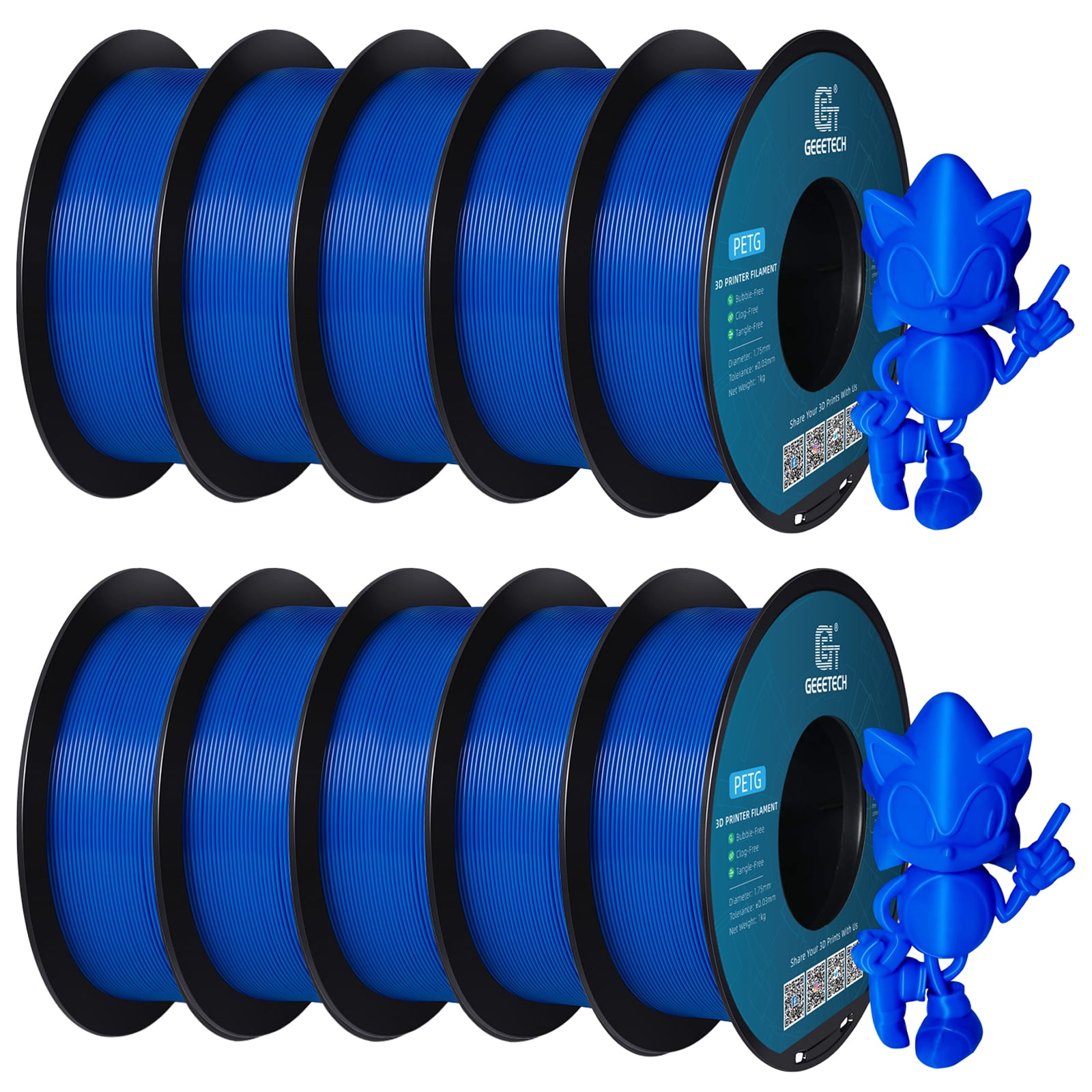 GEEETECH Blue PETG Filament 1.75mm, Upgrade Stronger Toughness Printing ...