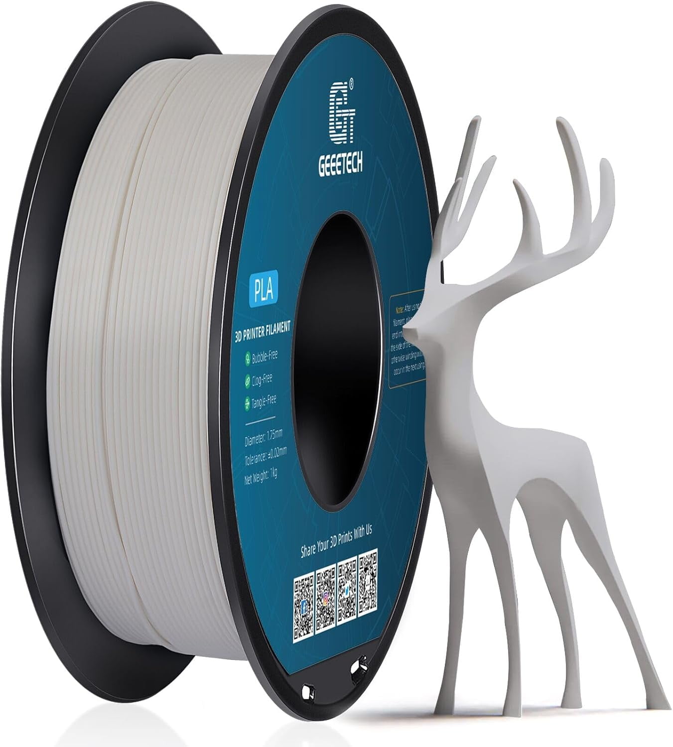 GEEETECH Matte PLA Filament, 1.75mm Matte White 3D Printer Filament ...