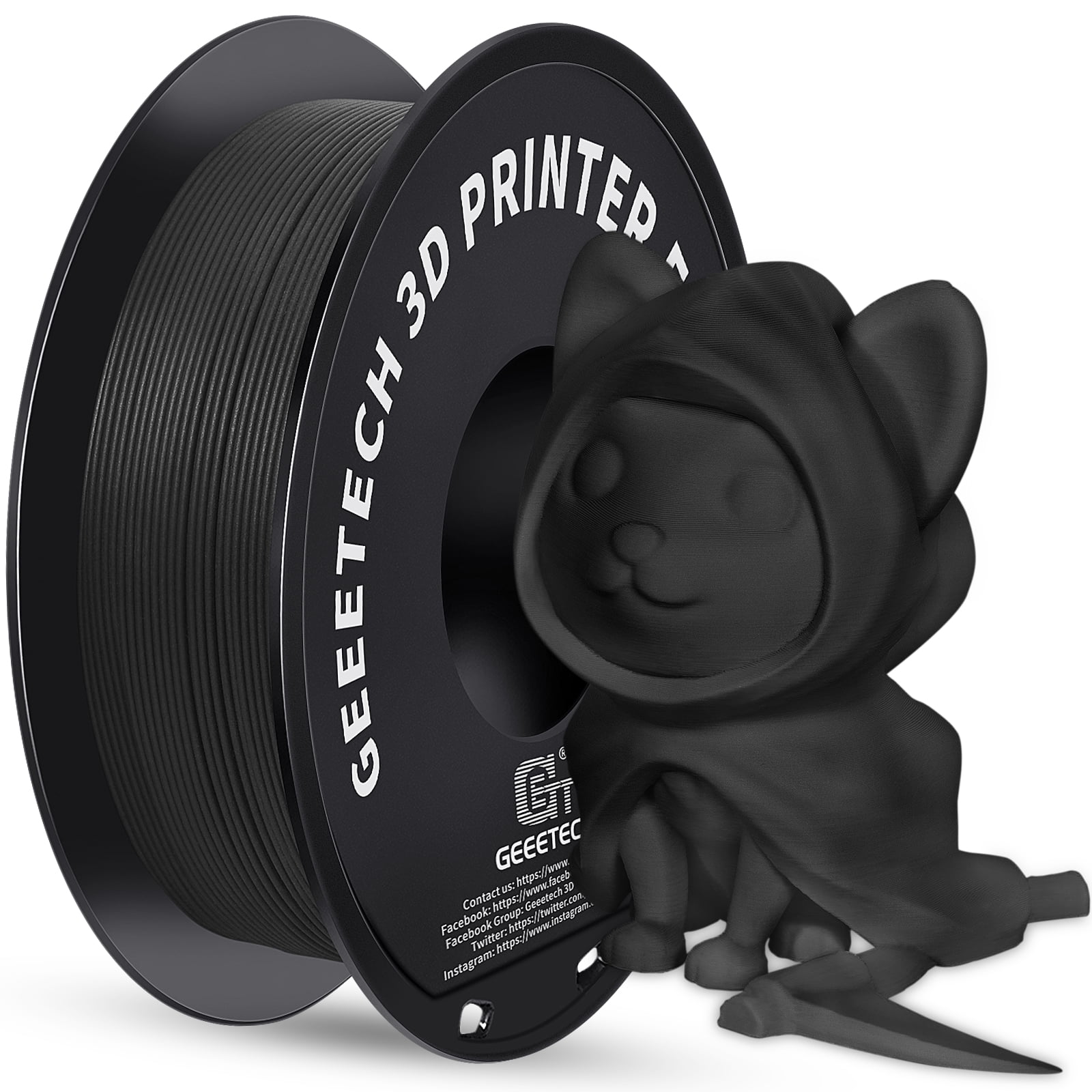 GEEETECH Matte PLA Filament Black, 1.75mm Frosted 3D Printer Filament ...