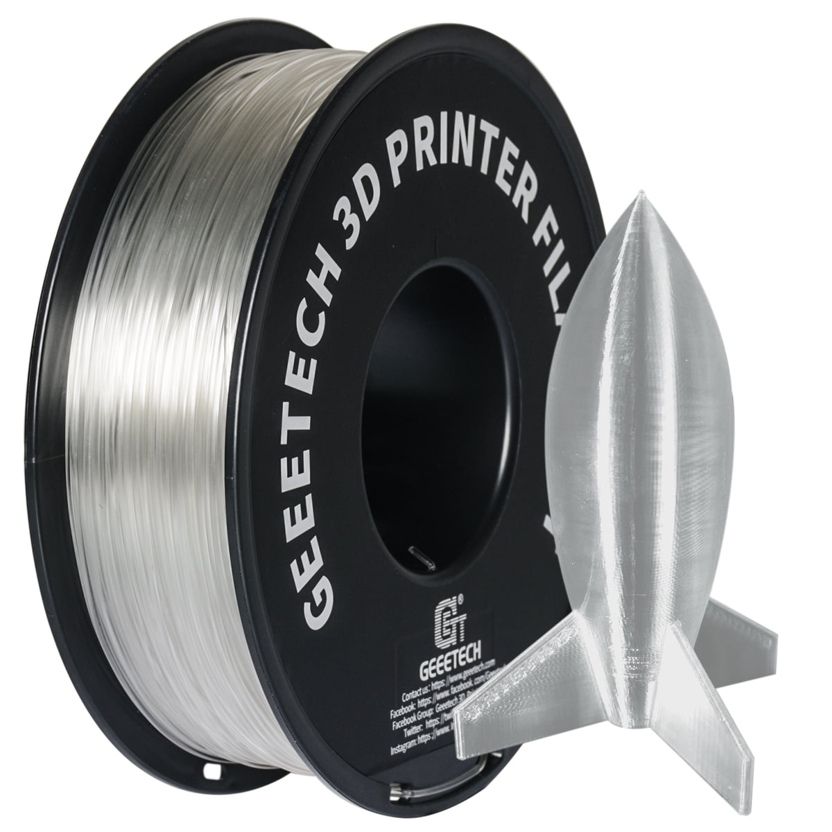 GEEETECH PLA 3D Printer Filament 1.75mm Transparent, Dimensional Accuracy +/-0.03mm, 1kg (2.2lbs ...