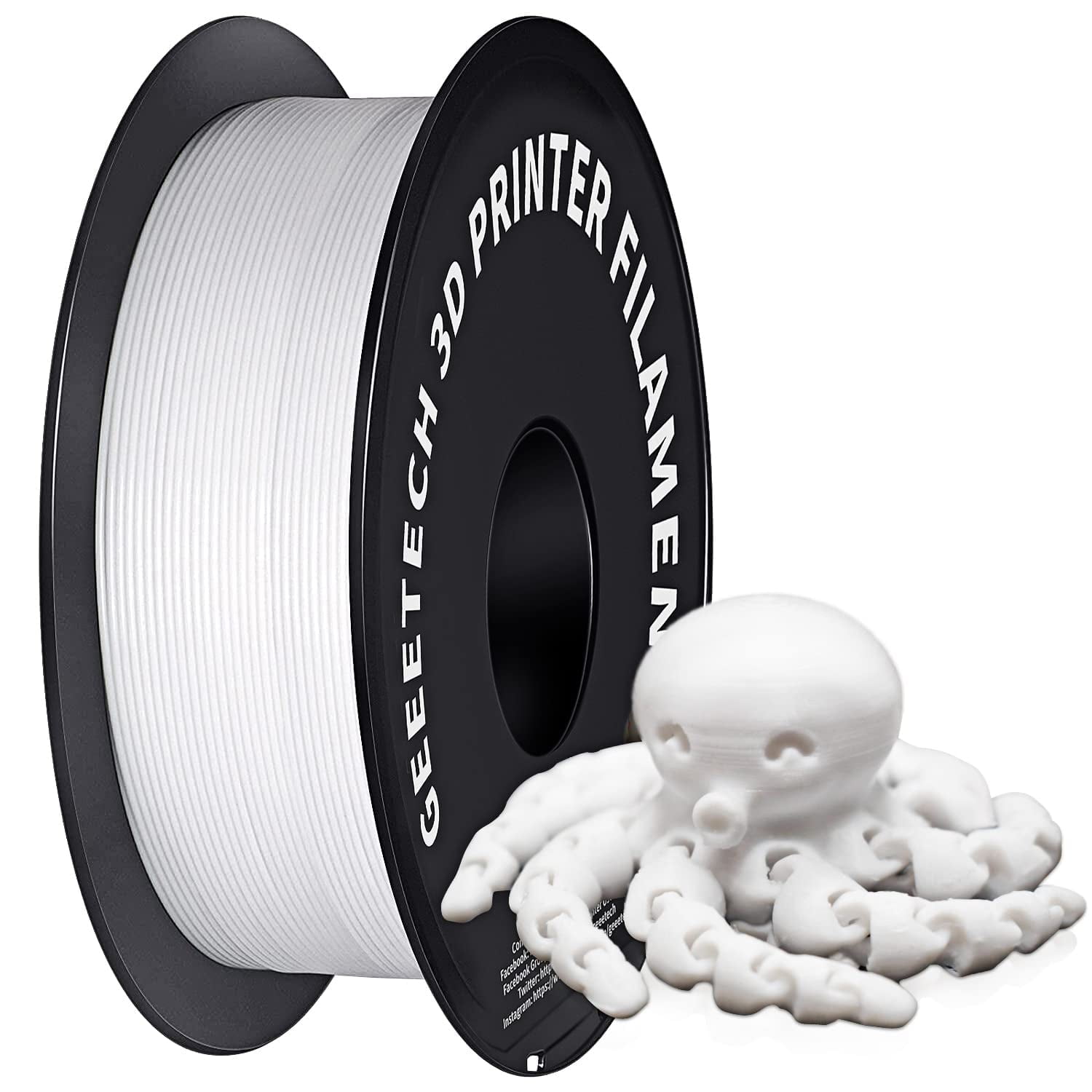 GEEETECH PLA 3D Printer Filament 1.75mm White, Dimensional Accuracy ...