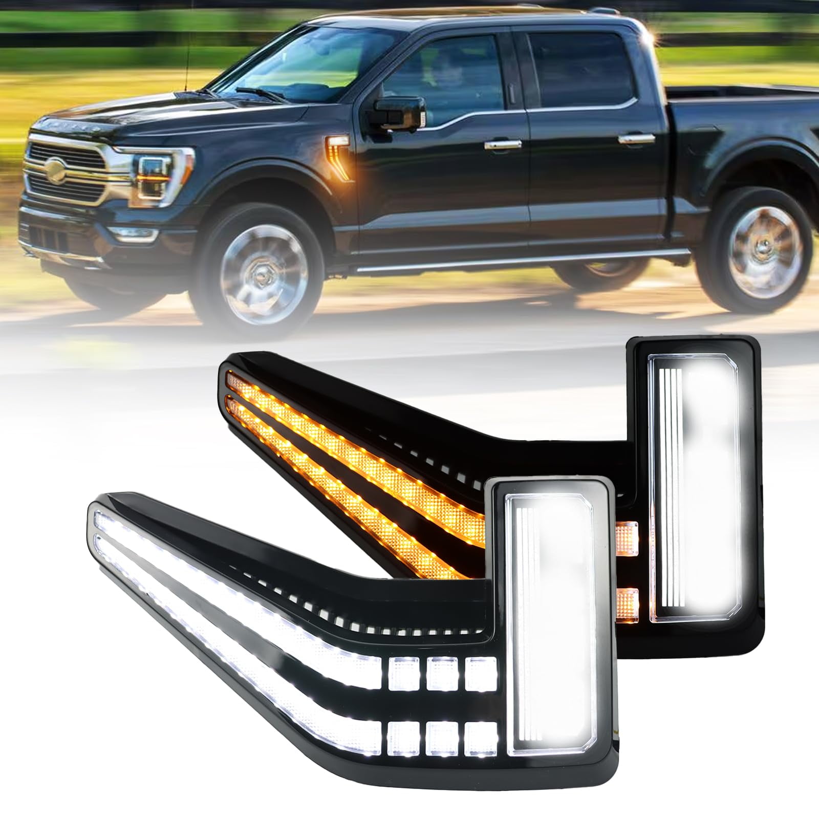 GEEGEETOP Led Fender Side KEF16 Marker Lights Assembly, Amber Front ...