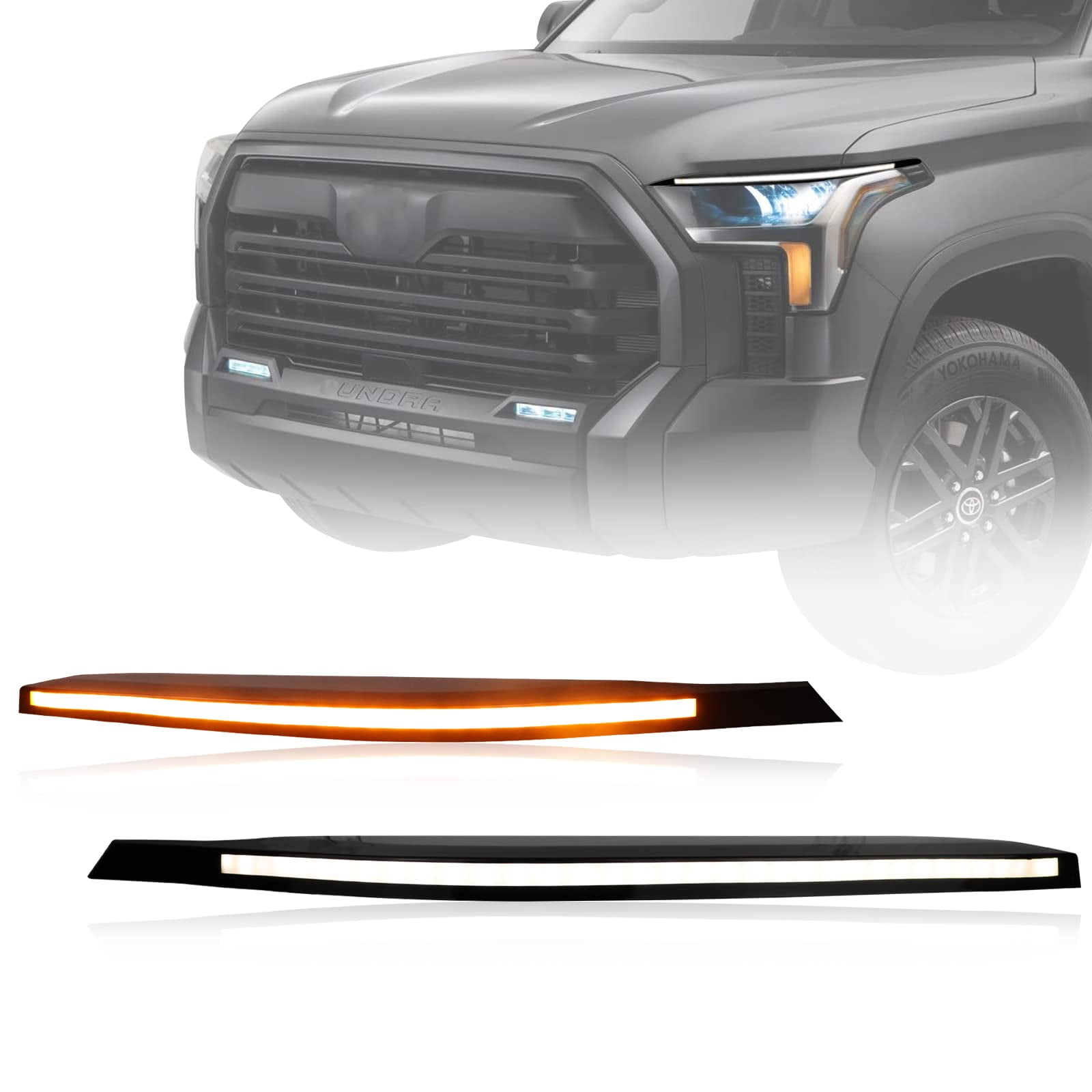 GEEGEETOP Switchback White/Amber Headlights Cover Trims LED Function ...
