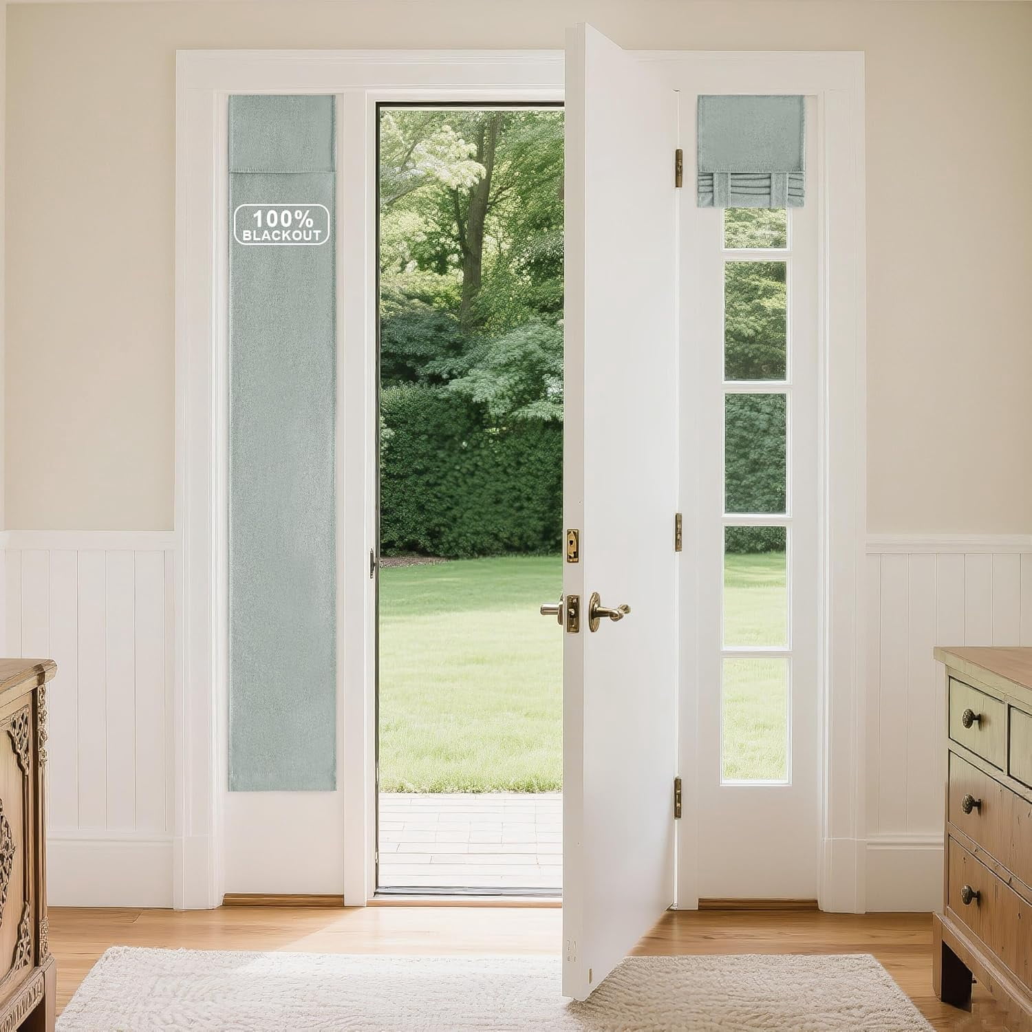 GEEHSA-100% Linen Blackout Sidelight Curtains for Front Door, Side Door ...