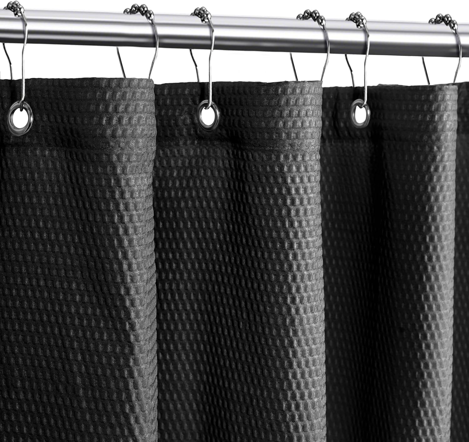 GEEHSA-Solid Black Cloth Fabric Shower Curtain Liner with 2 Magnets ...