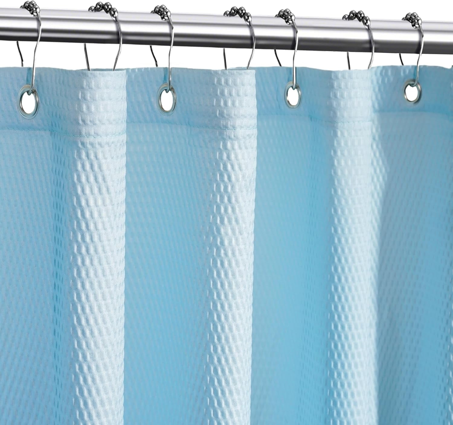 GEEHSA-Solid Sky Blue Cloth Fabric Shower Curtain Liner with 2 Magnets ...