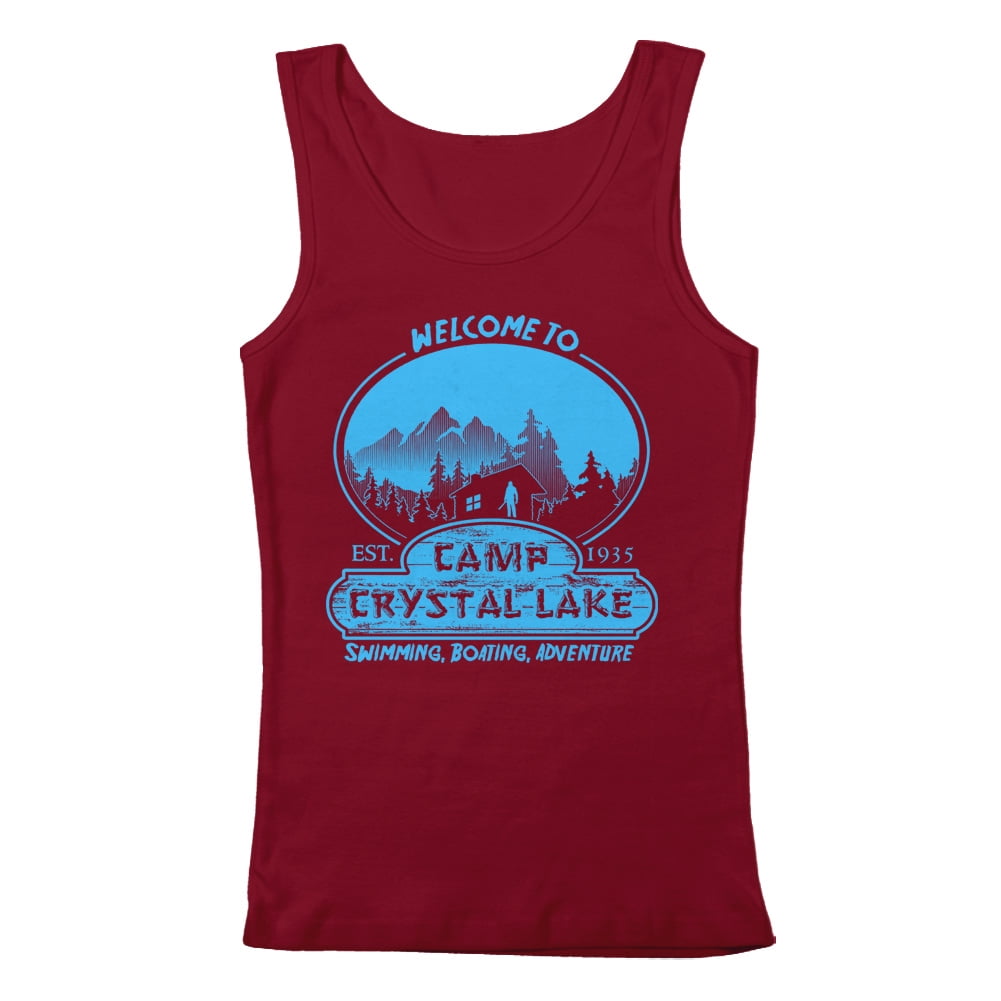 GEEK TEEZ Camp Crystal Lake Original Artwork Inspired by Friday the 13th Women's Tank Top Red ...