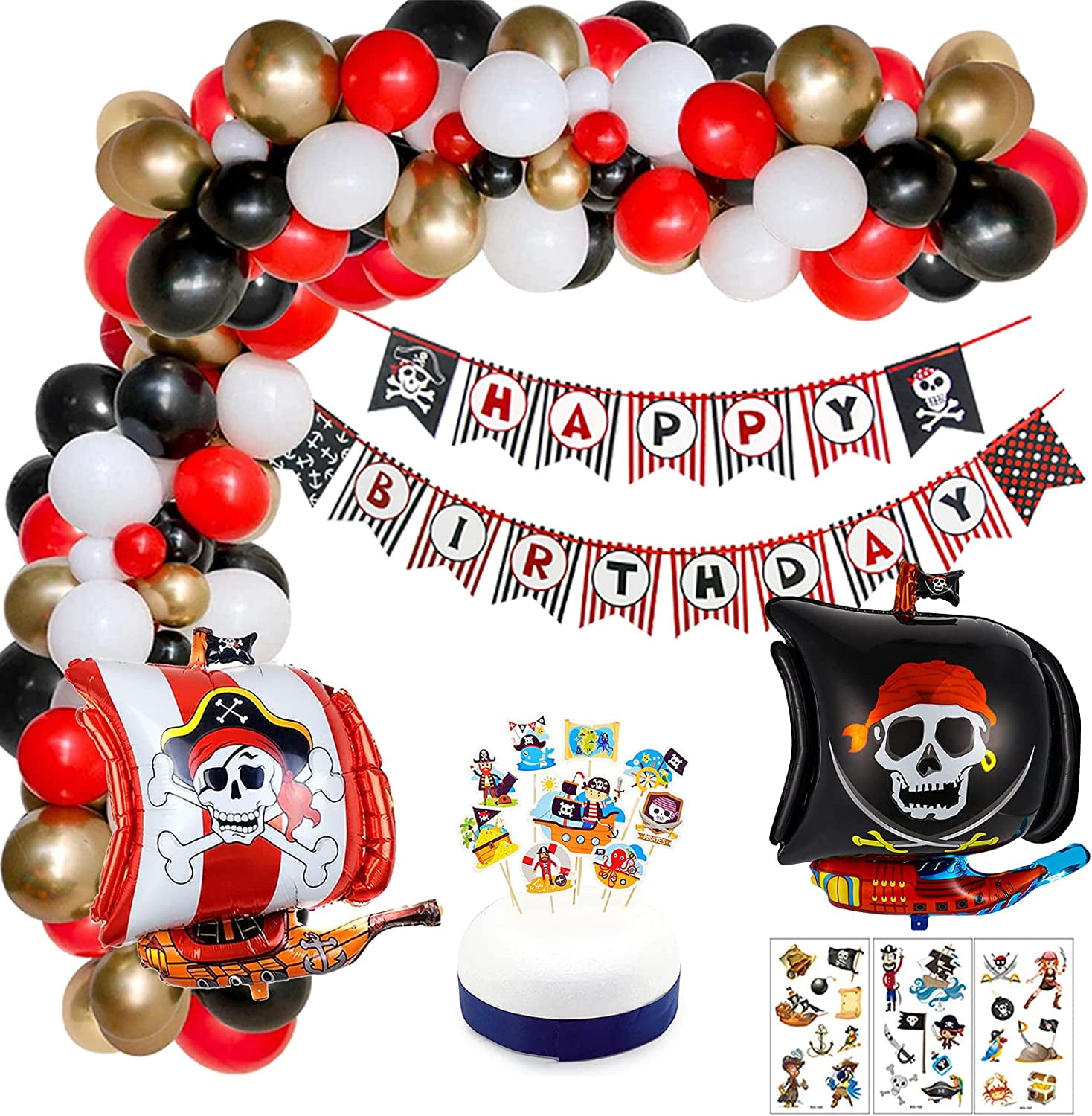 Geekeo Pirate Balloons Arch Kit for Pirate Theme Party Decorations ...