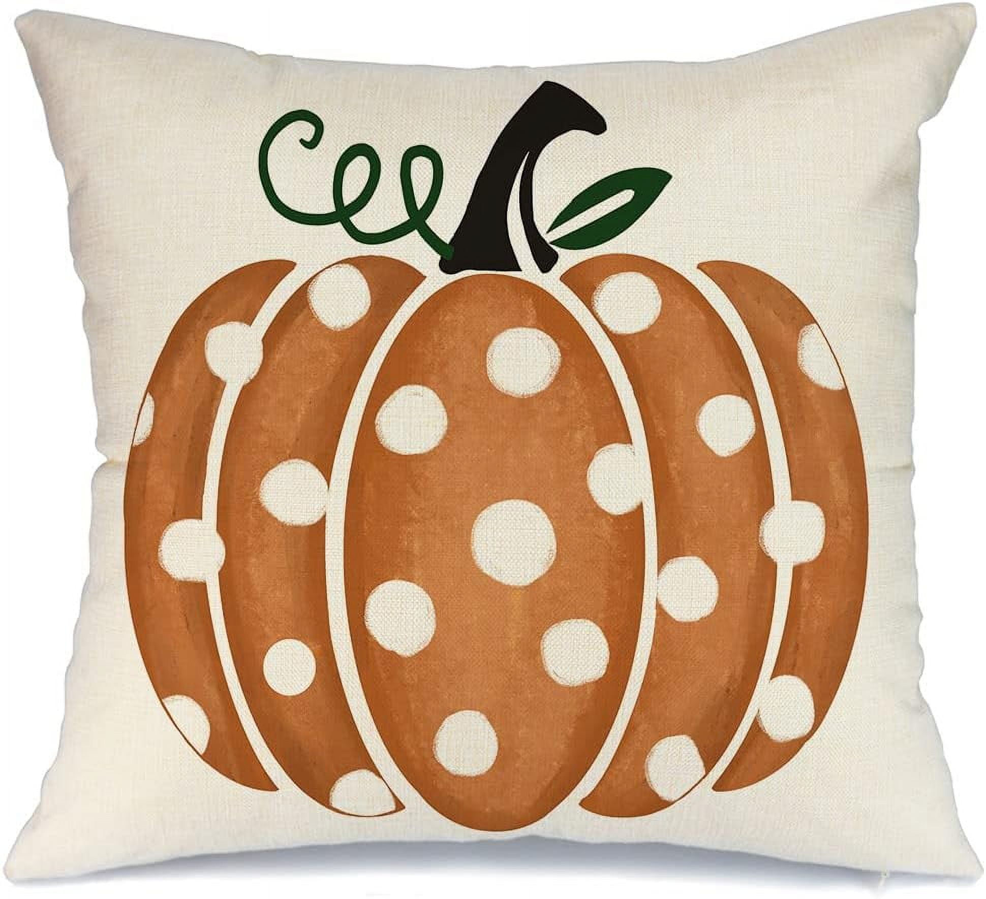 GEEORY Fall Pillow Covers 18x18 inch Polka Dots Pumpkin Throw Pillow ...
