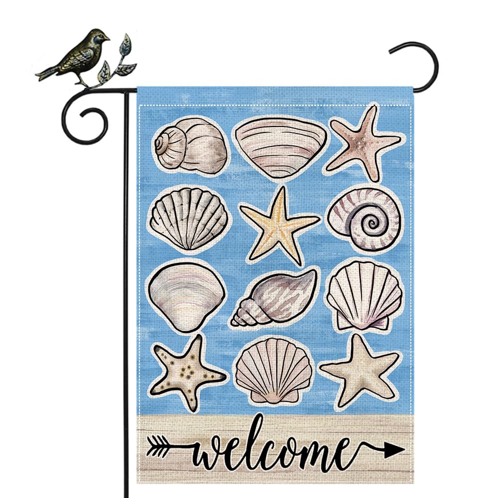 GEEORY Summer Garden EC36 Flag 12.5x18 Inch, Starfish Seashell Blue ...