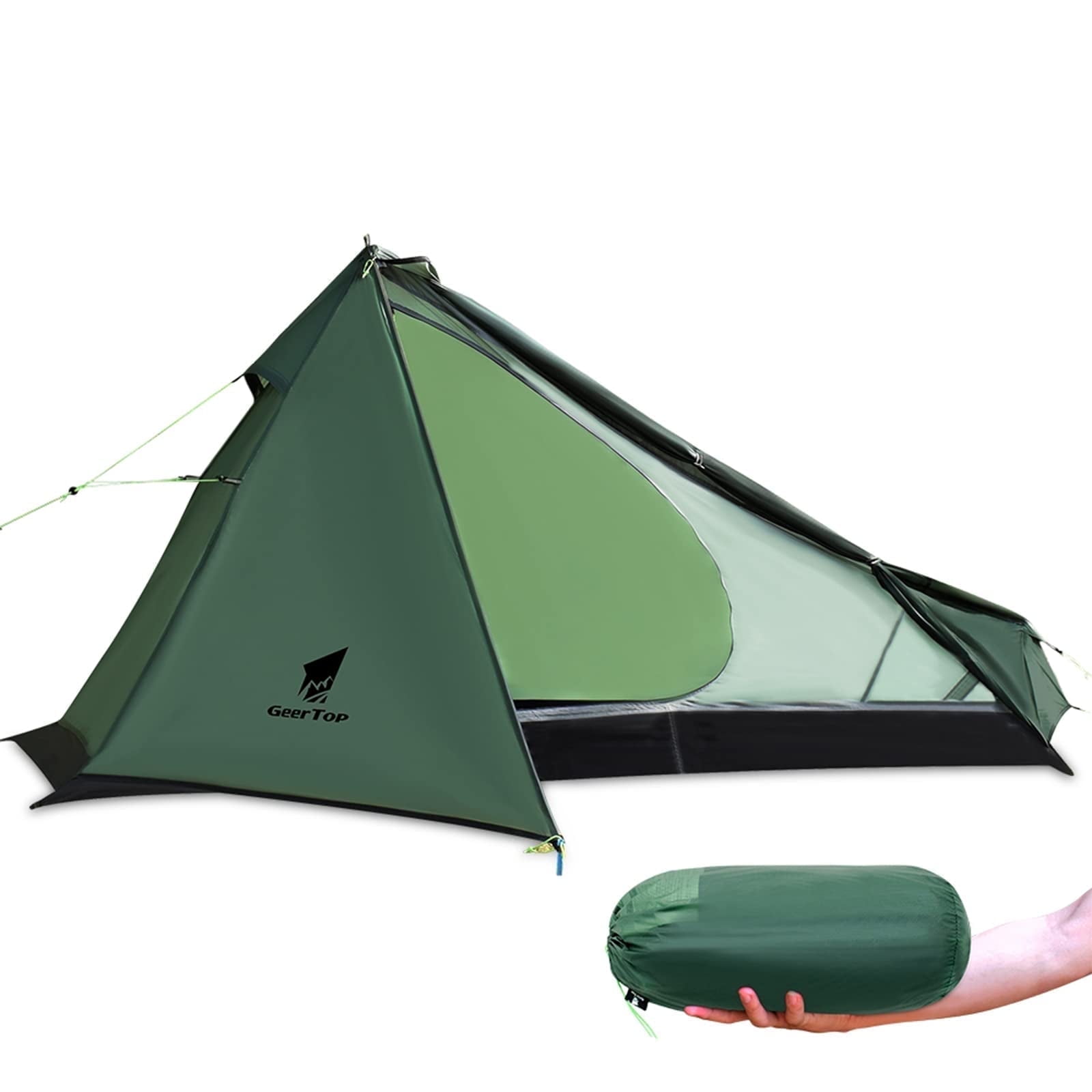 GEERTOP 1 Person Tent for Backpacking Ultralight 3 Season Poleless Tent ...