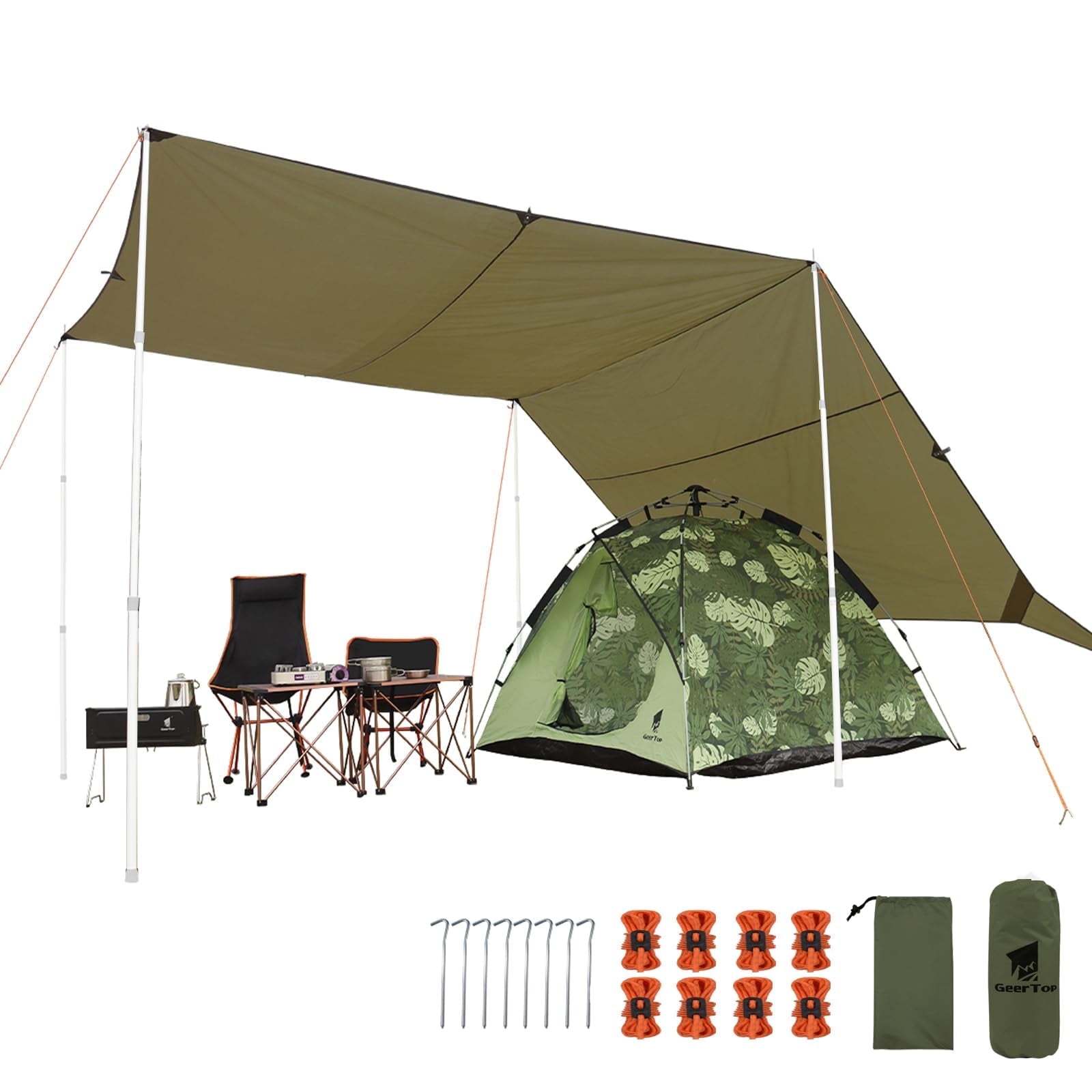 GEERTOP 17 × 10 ft Large Camping Tent Tarp Outdoor Waterproof Flame ...