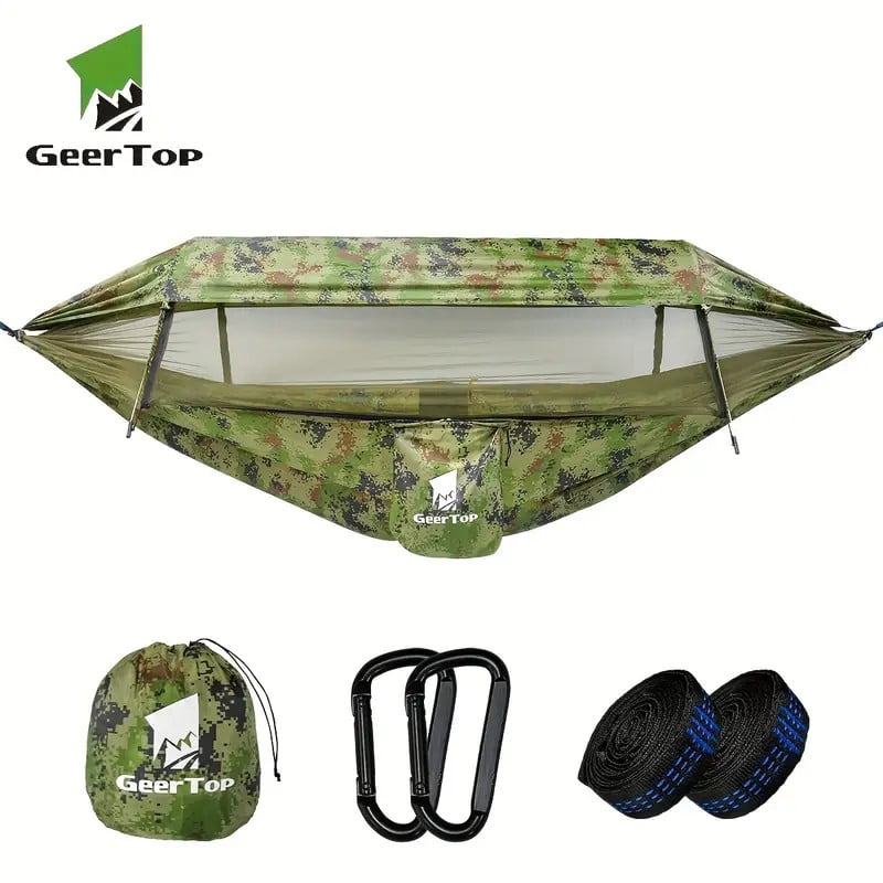 GEERTOP 3 in 1 Outdoor Hammock with Mosquito Net Sun Shelter Rainfly, Waterproof Double Sleep ...
