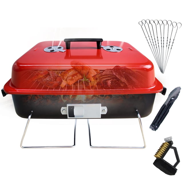 GEERTOP Portable Charcoal Grill with Lid Folding Barbecue Grill for ...