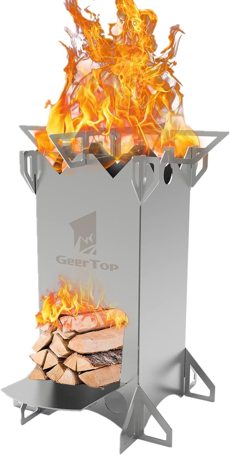 GEERTOP Wood Burning Camping Rocket Stove, Portable Backpacking ...