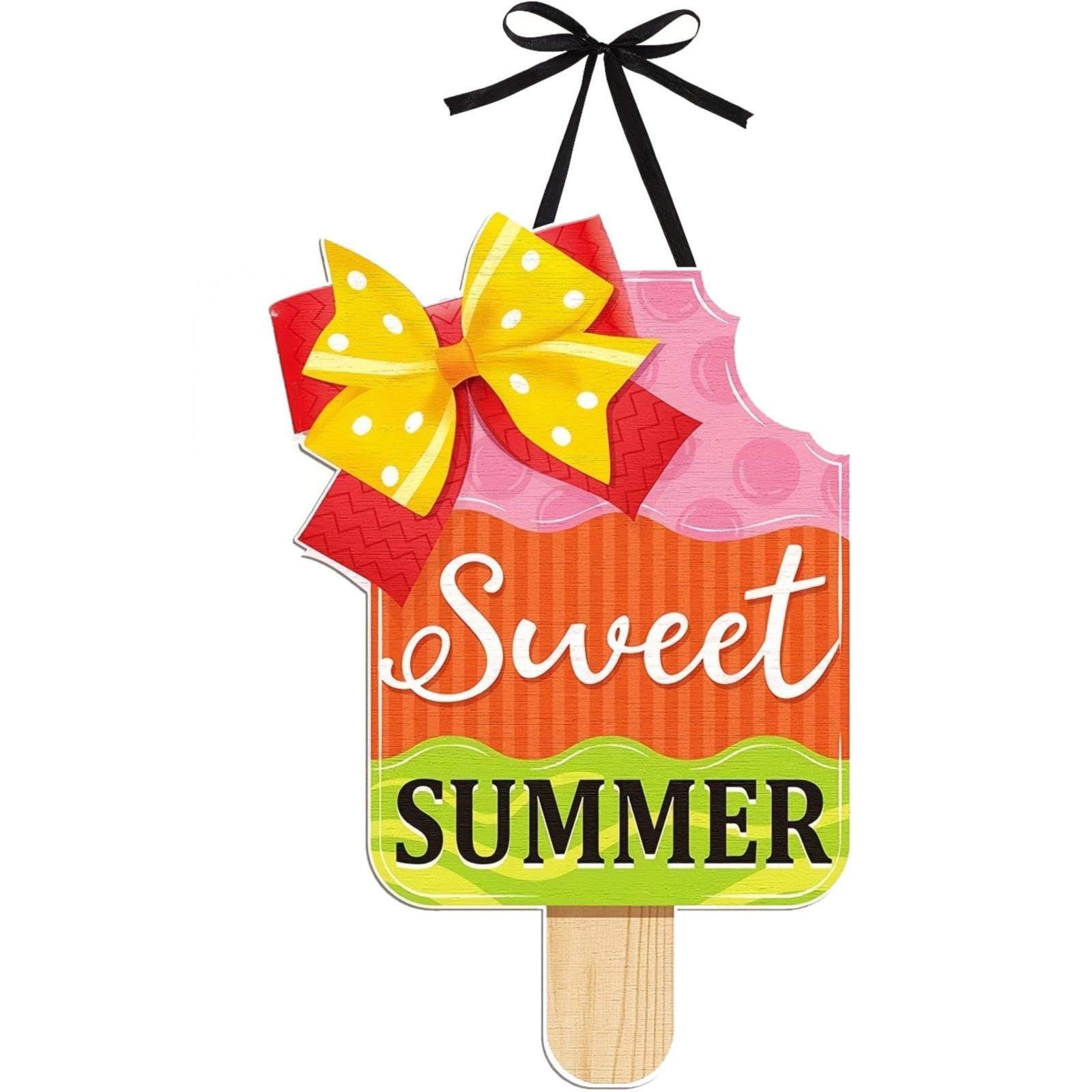 GEGNXA 2 Ice Sandbeach Hanging Sign Happy Summer Wood Sign Sweet Summer ...
